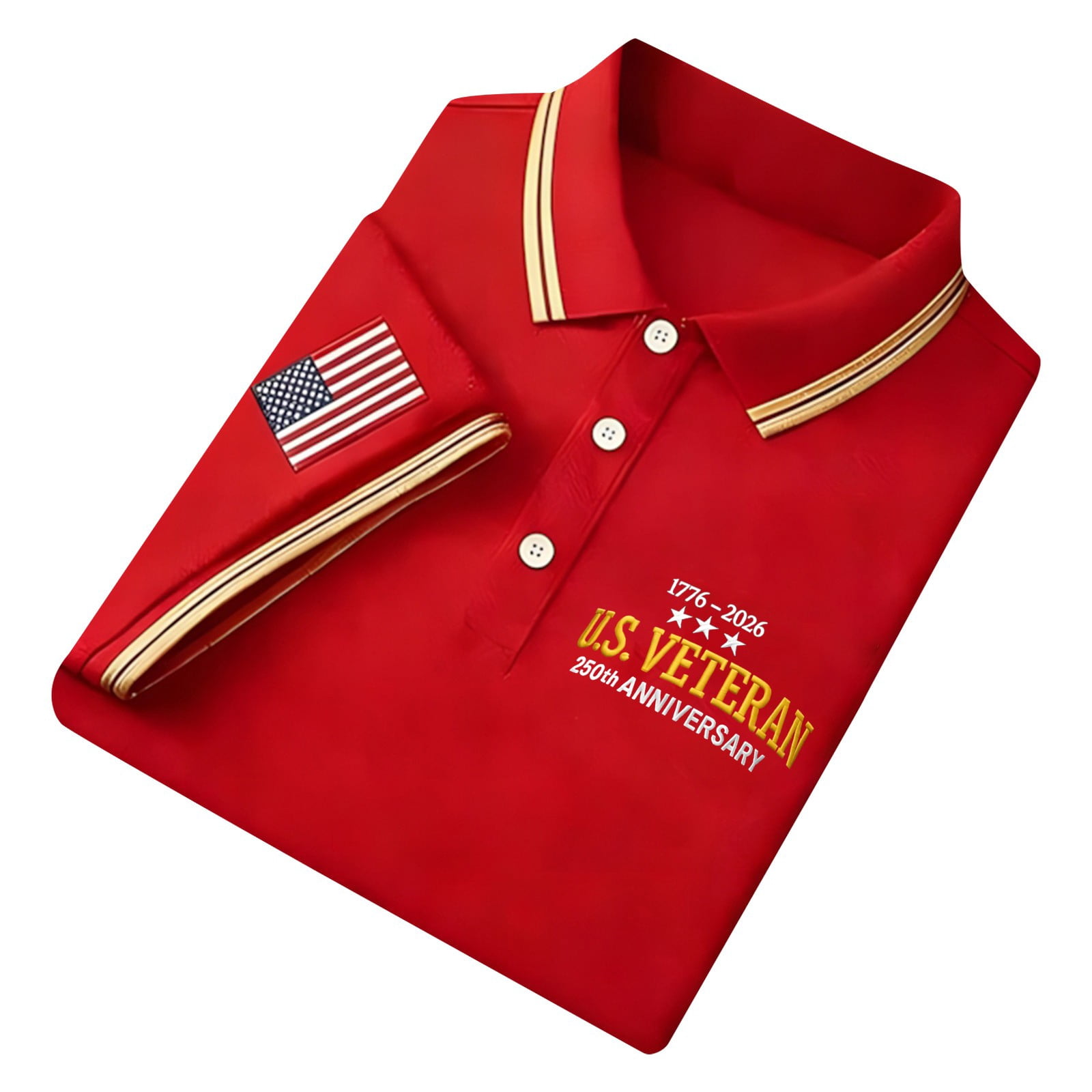 Men's U.S. Veteran 250th Anniversary Polo Shirt, Patriotic Embroidery ...