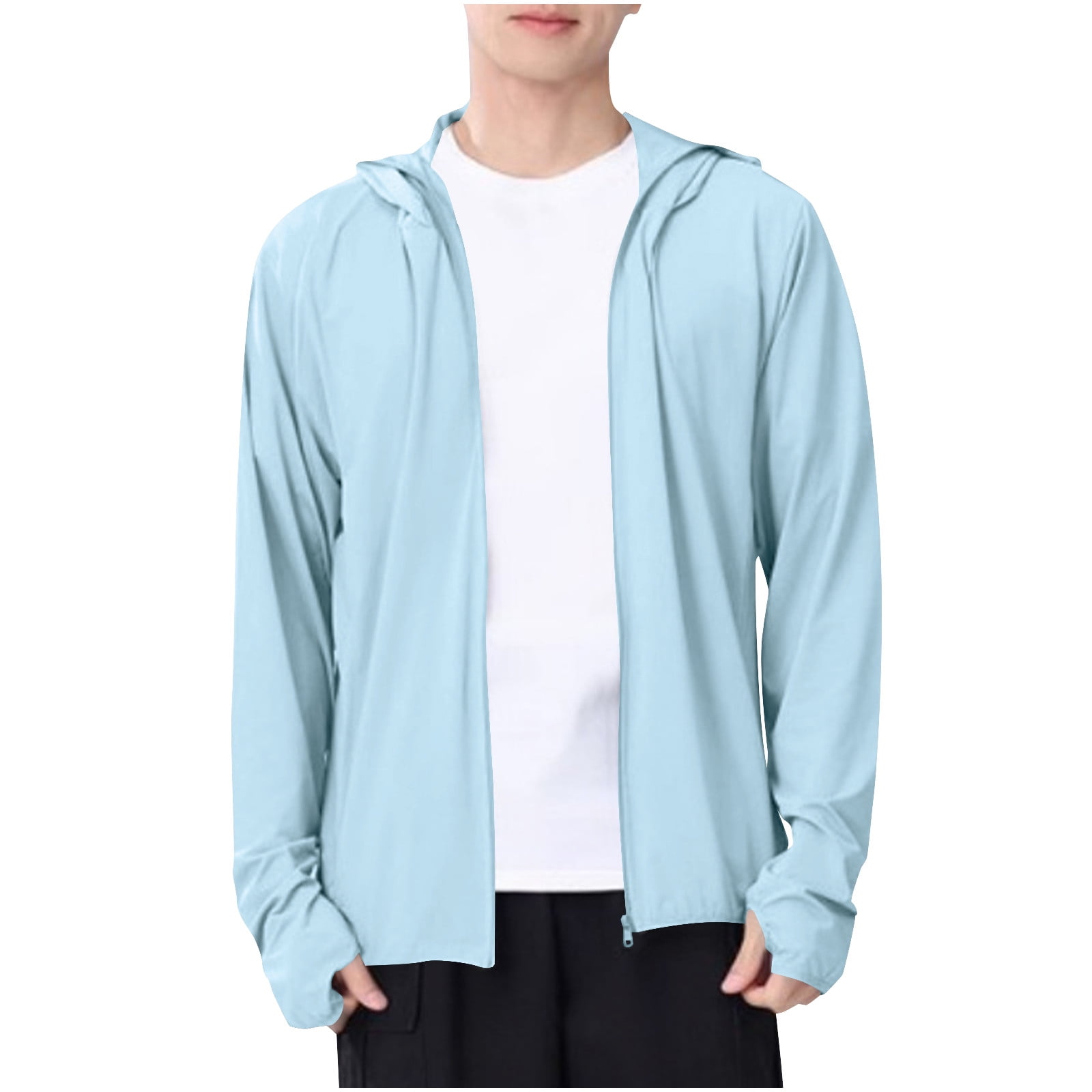 Men’s UPF 50+ Full-Zip Sun Protection Hooded Jacket – Lightweight ...