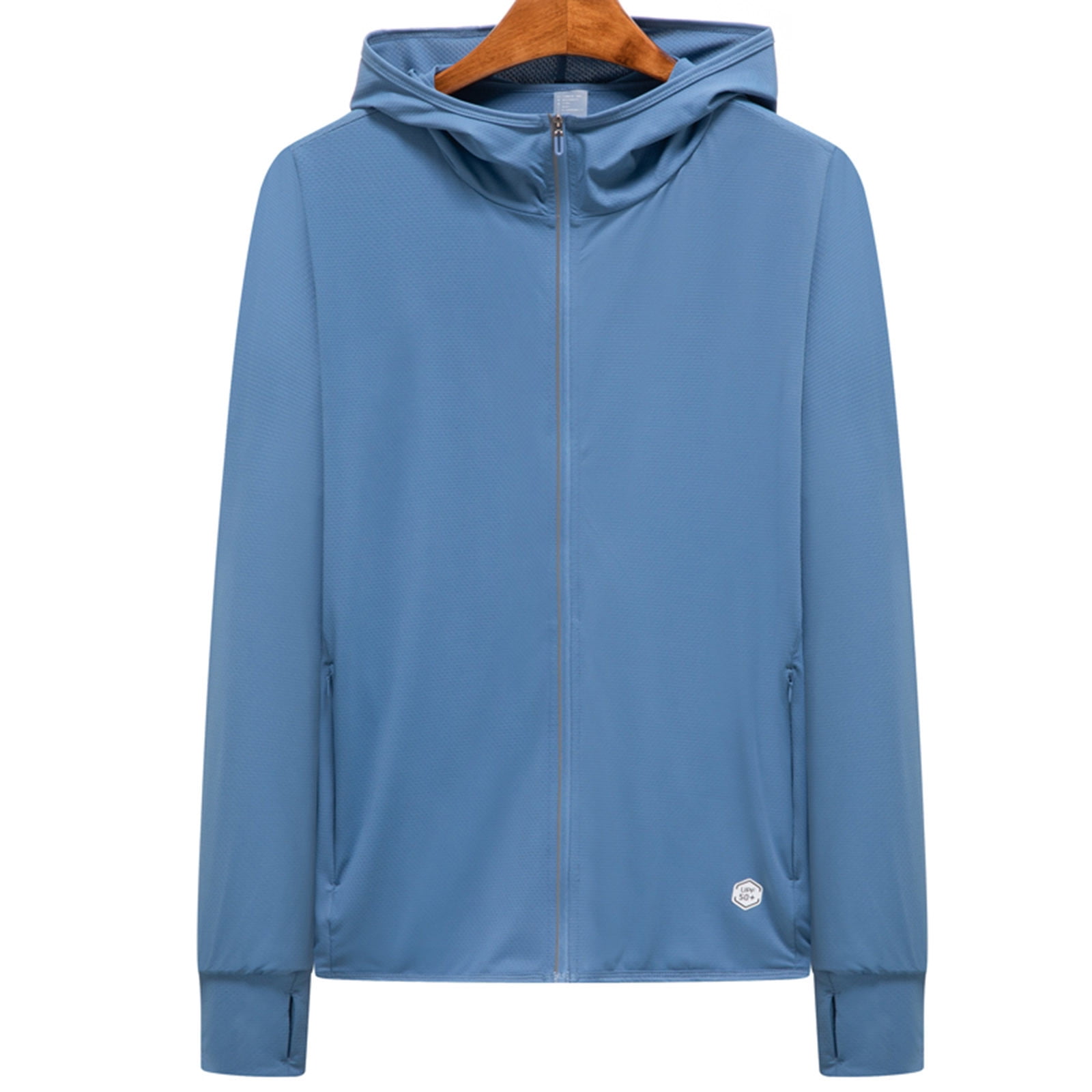 Men's UPF 50+ Light Jacket Full Zip Sun Protection Hoodie Long Sleeve ...