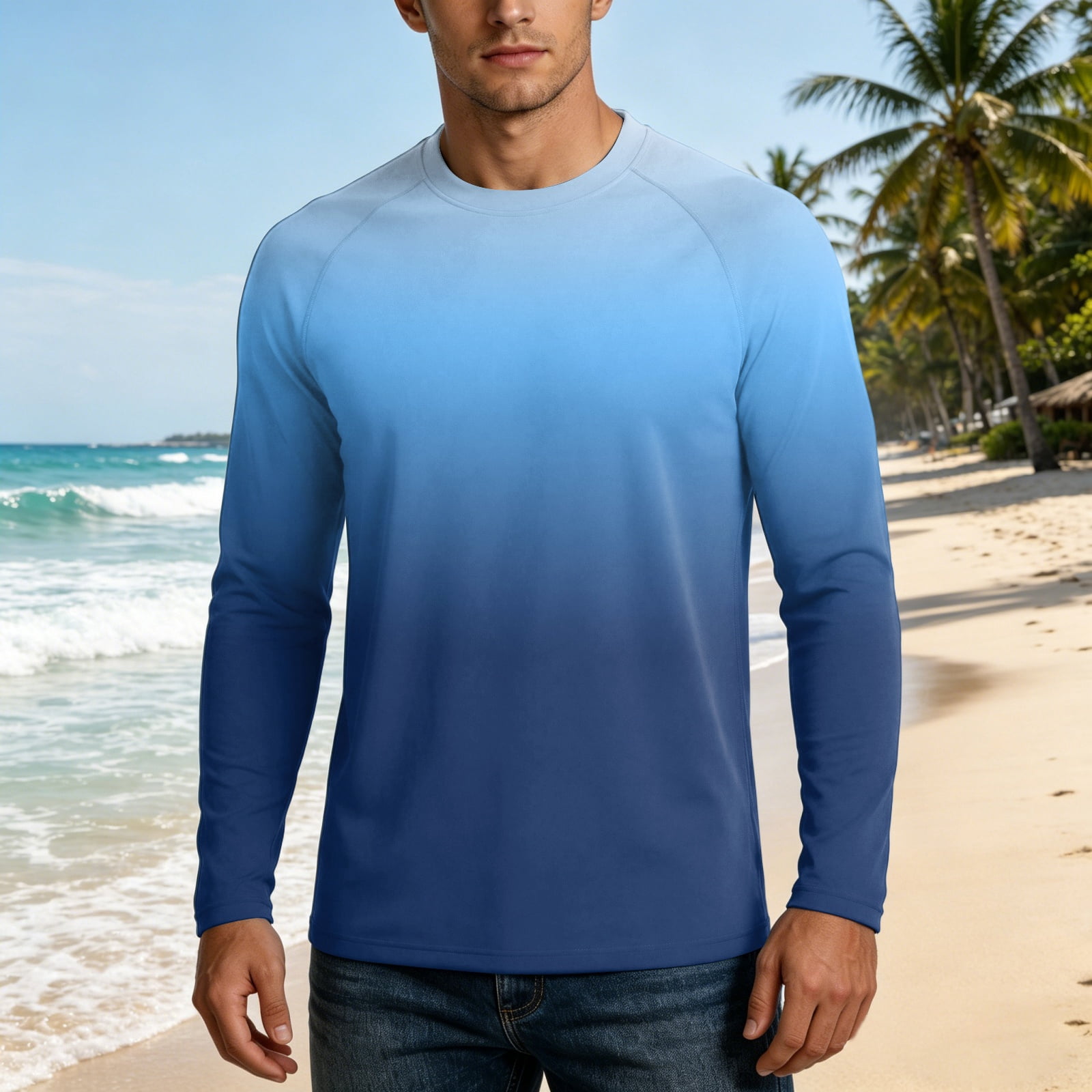 Men's UPF 50+ UV Sun Protection Shirts, Long Sleeve Swim Rash Guard M ...