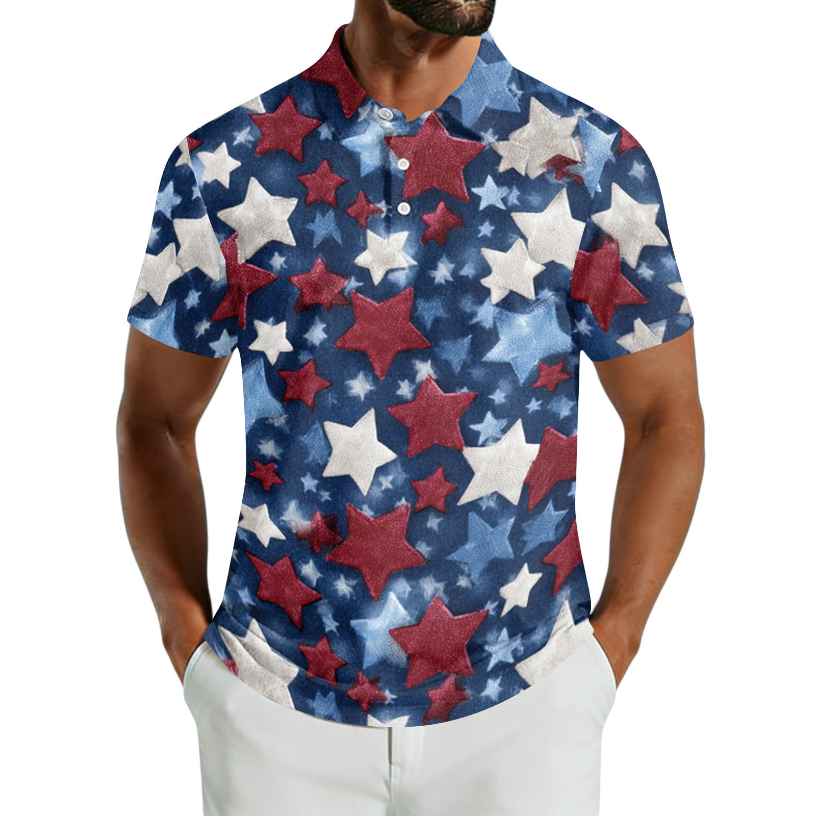 Men's USA 250th Anniversary Patriotic Stars Polo Shirt American Flag ...