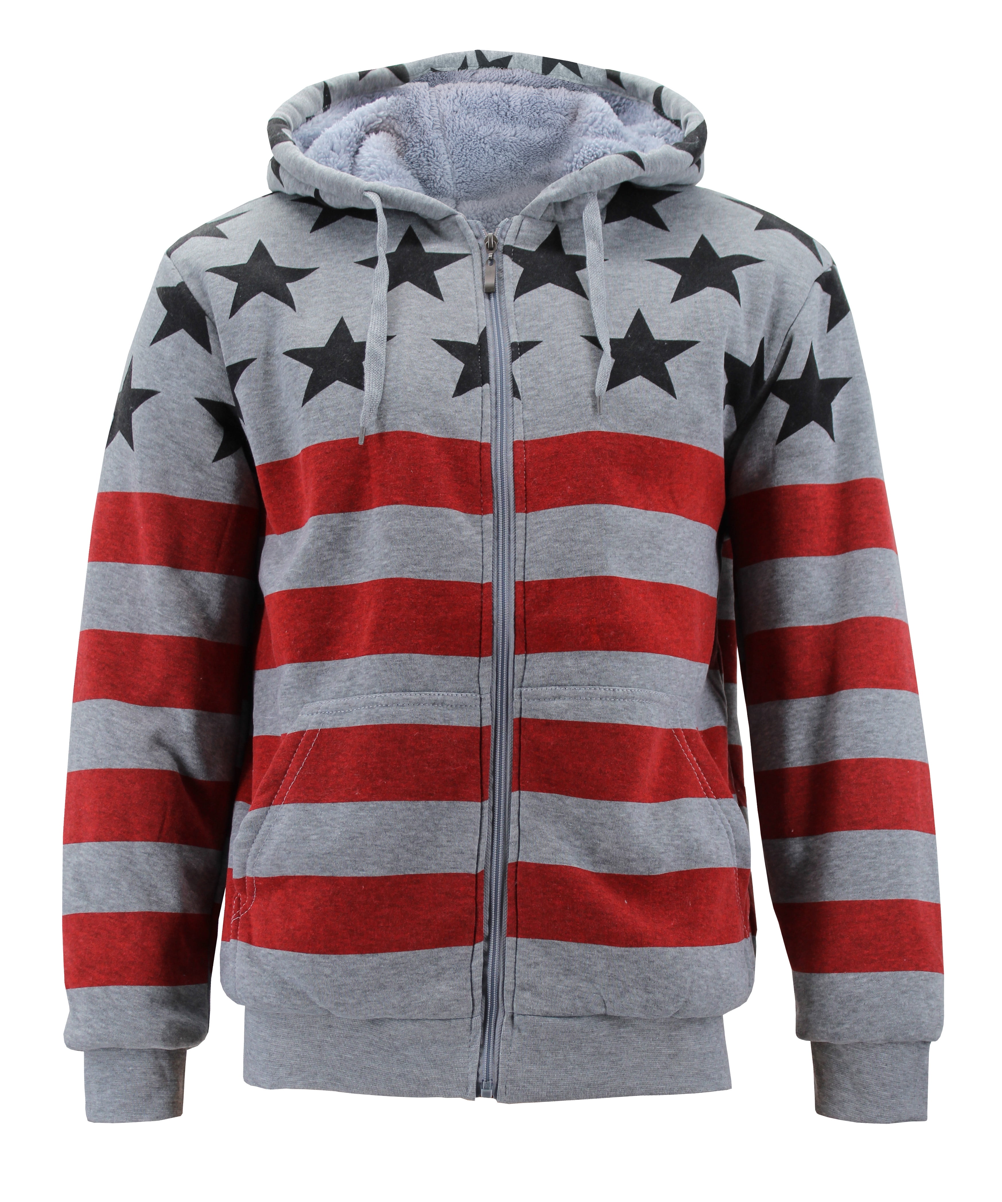 Men's USA Flag Athletic Soft Sherpa Lined Fleece Zip Up Hoodie Sweater ...