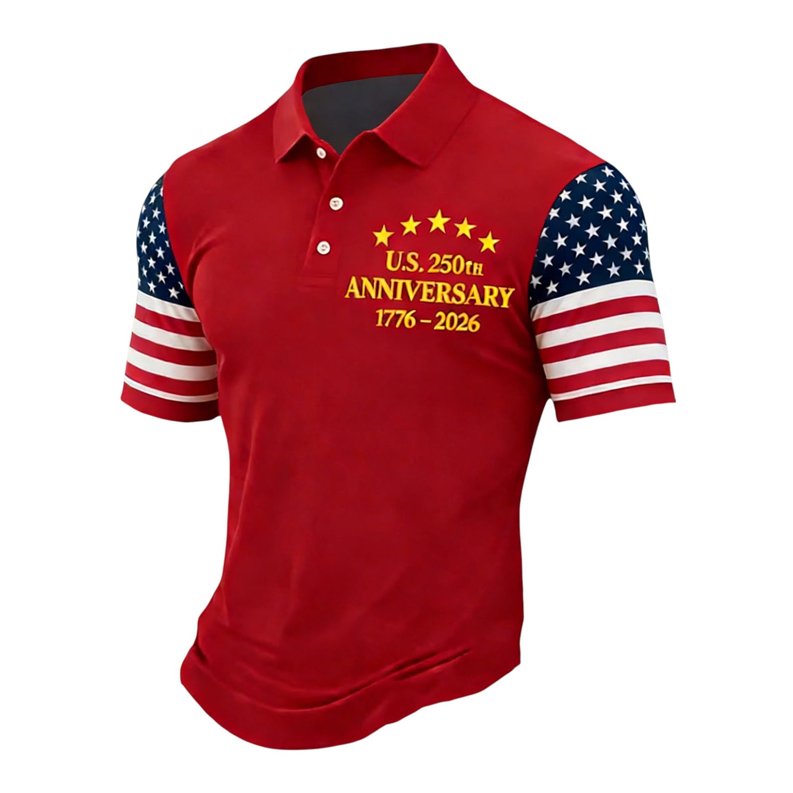 Men's USA Flag Polo Shirt 250th Anniversary America Patriotic Short ...
