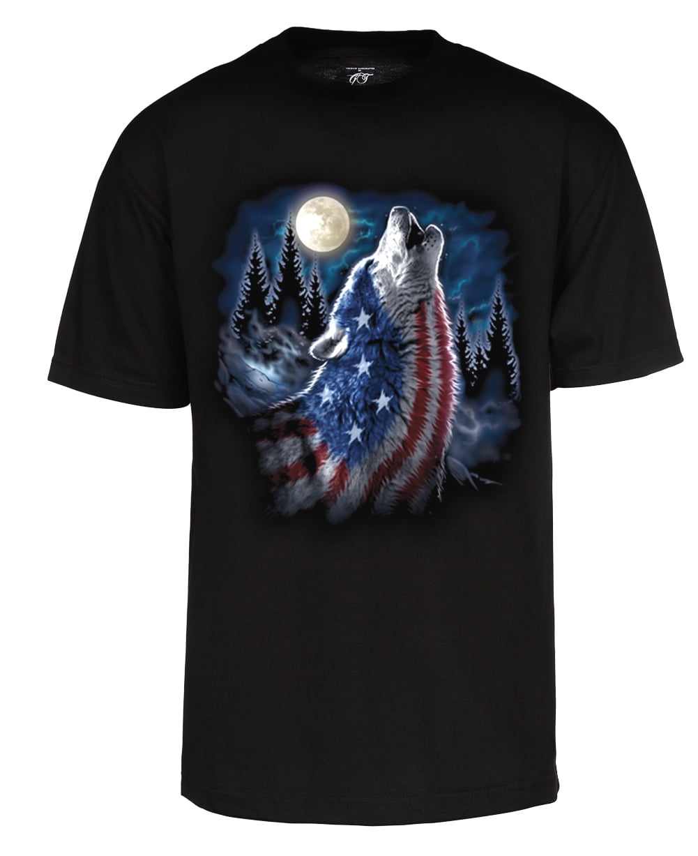 Men's USA Wolf Short-Sleeve T-Shirt - Black - X-Large - Walmart.com