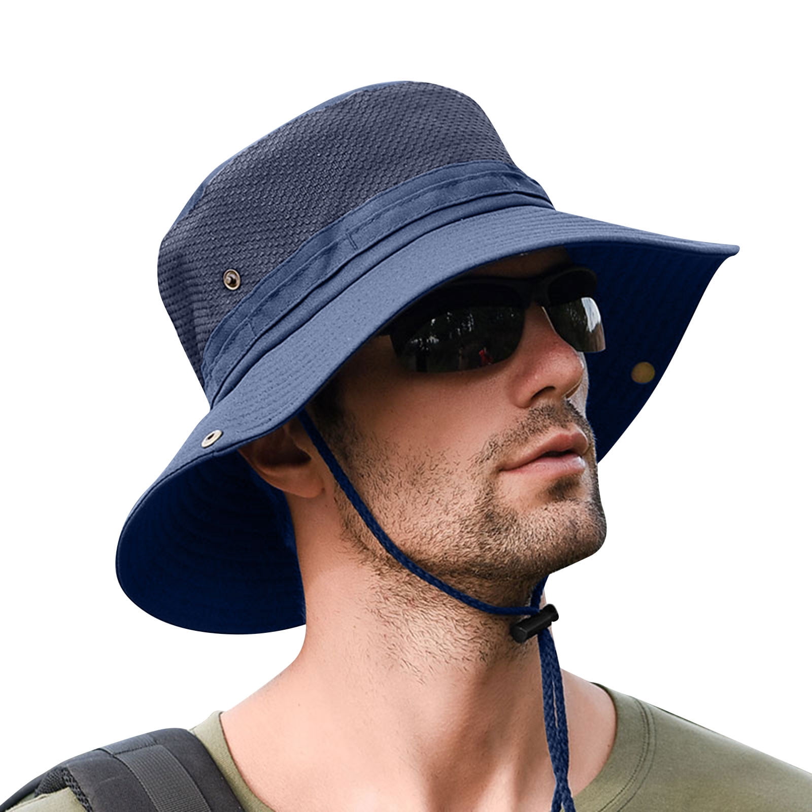 Men's UV Protection Wide Sun Hats Cooling Mesh Ponytail Hole Cap ...