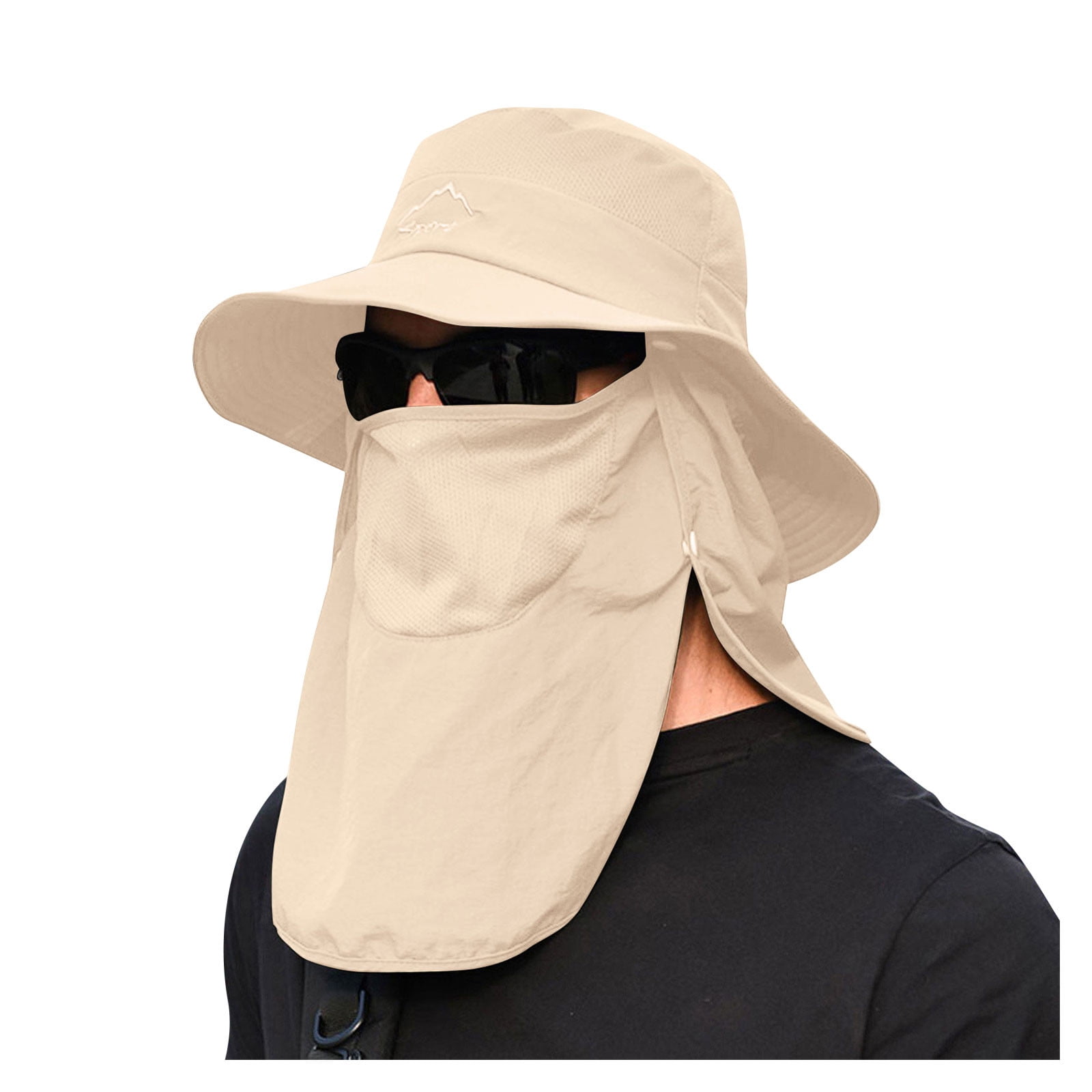 Men's UV Protection Wide Sun Hats Cooling Mesh Ponytail Hole Cap ...