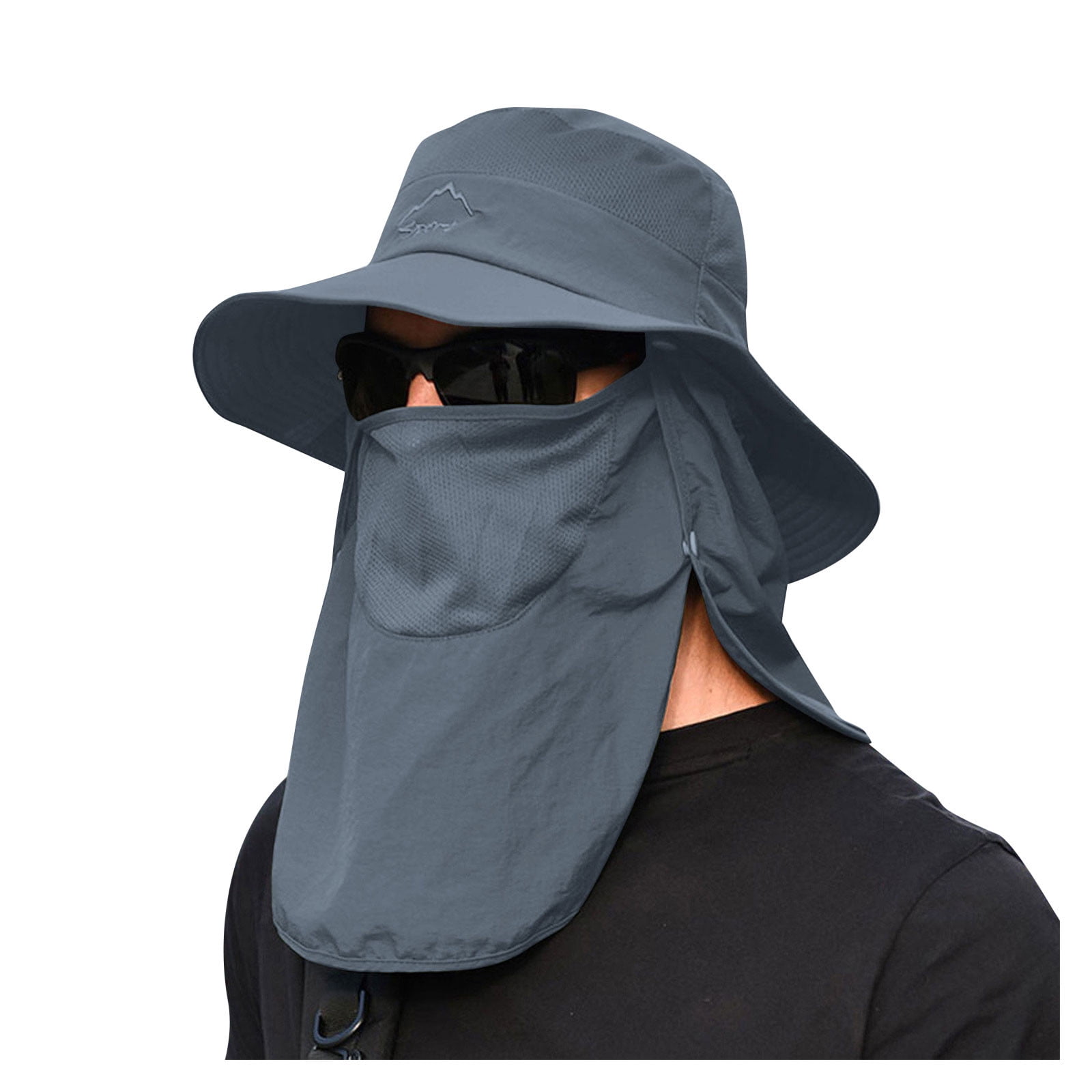 Men's UV Protection Wide Sun Hats Cooling Mesh Ponytail Hole Cap ...