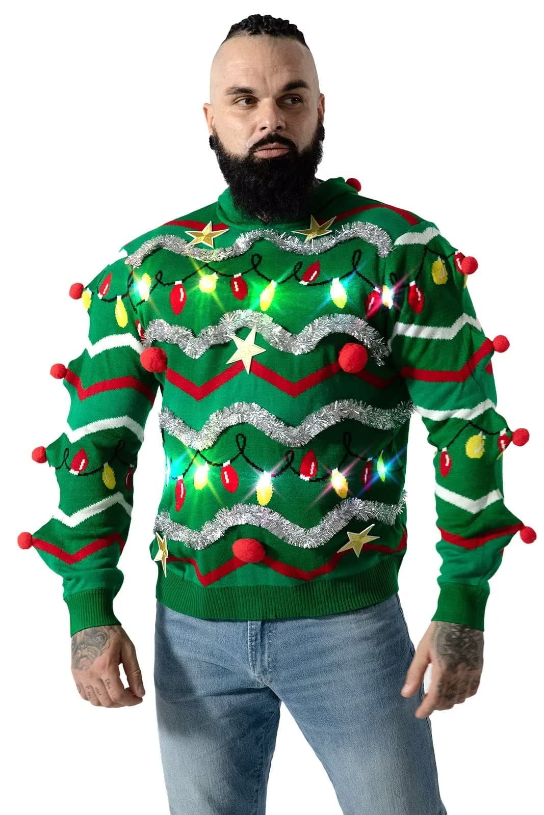 Men's Ugly Christmas Sweater with LED | Unisex Women | Xmas Pullover ...