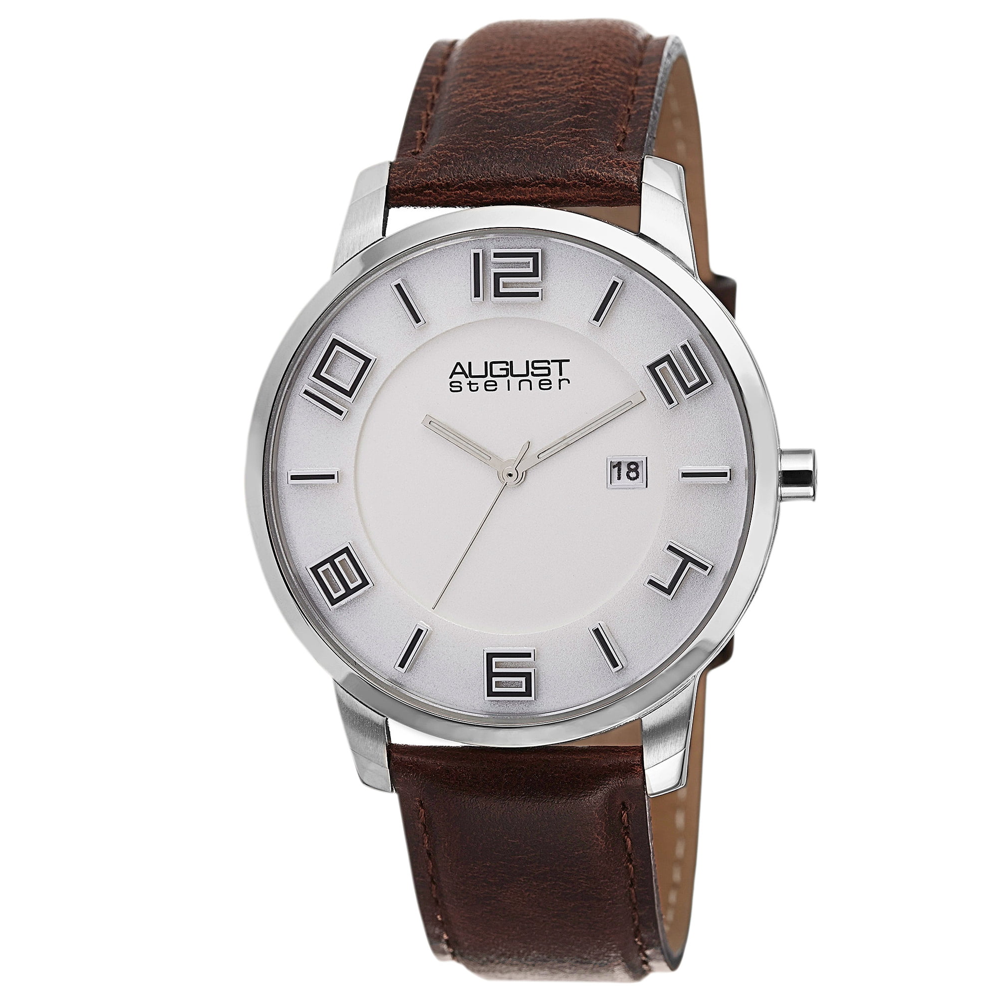 Men's Ultra-Thin Swiss Quartz Watch with Leather Strap - Walmart.com