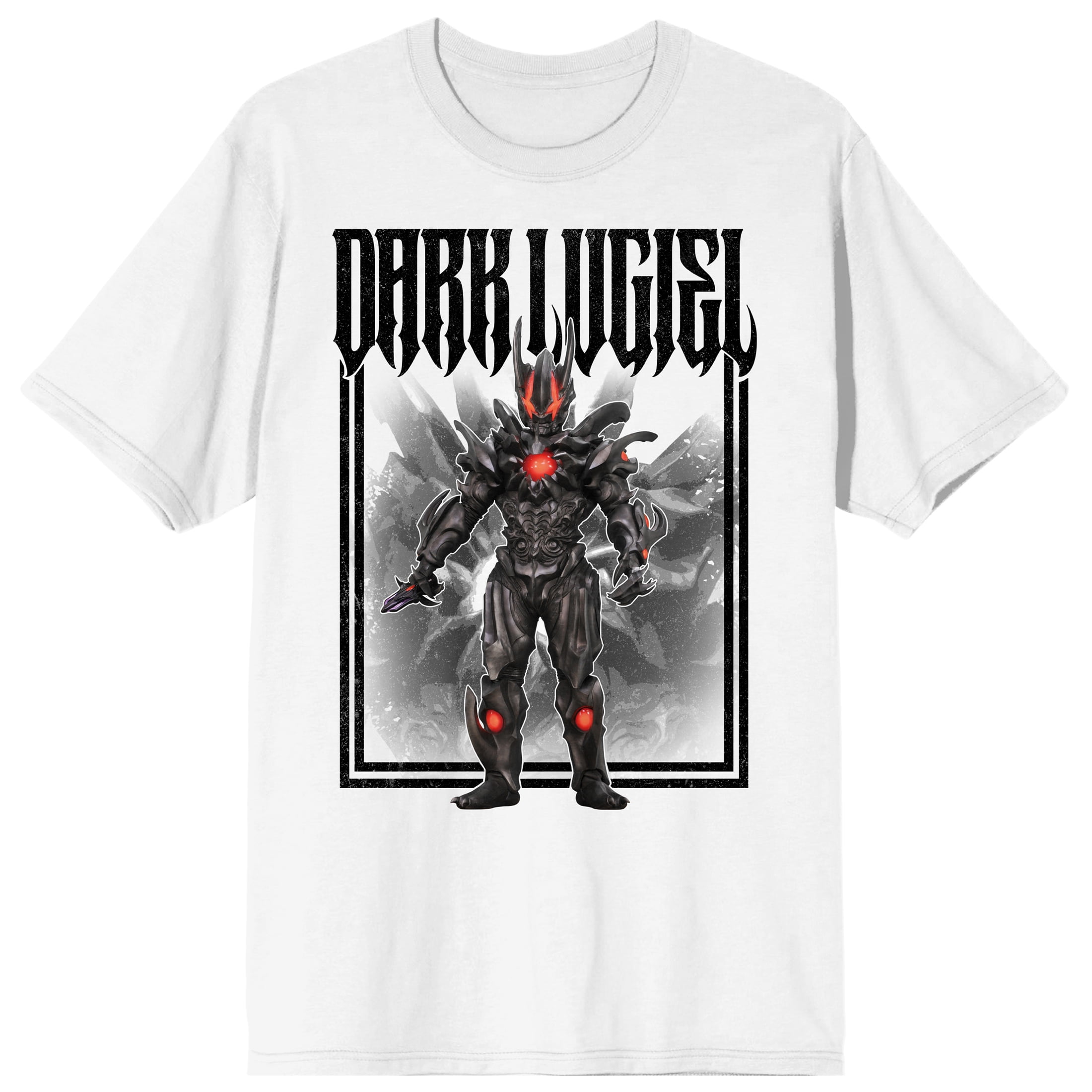 Ultraman Dark Lugiel Name text Black Border on White Short Sleeve Adult ...