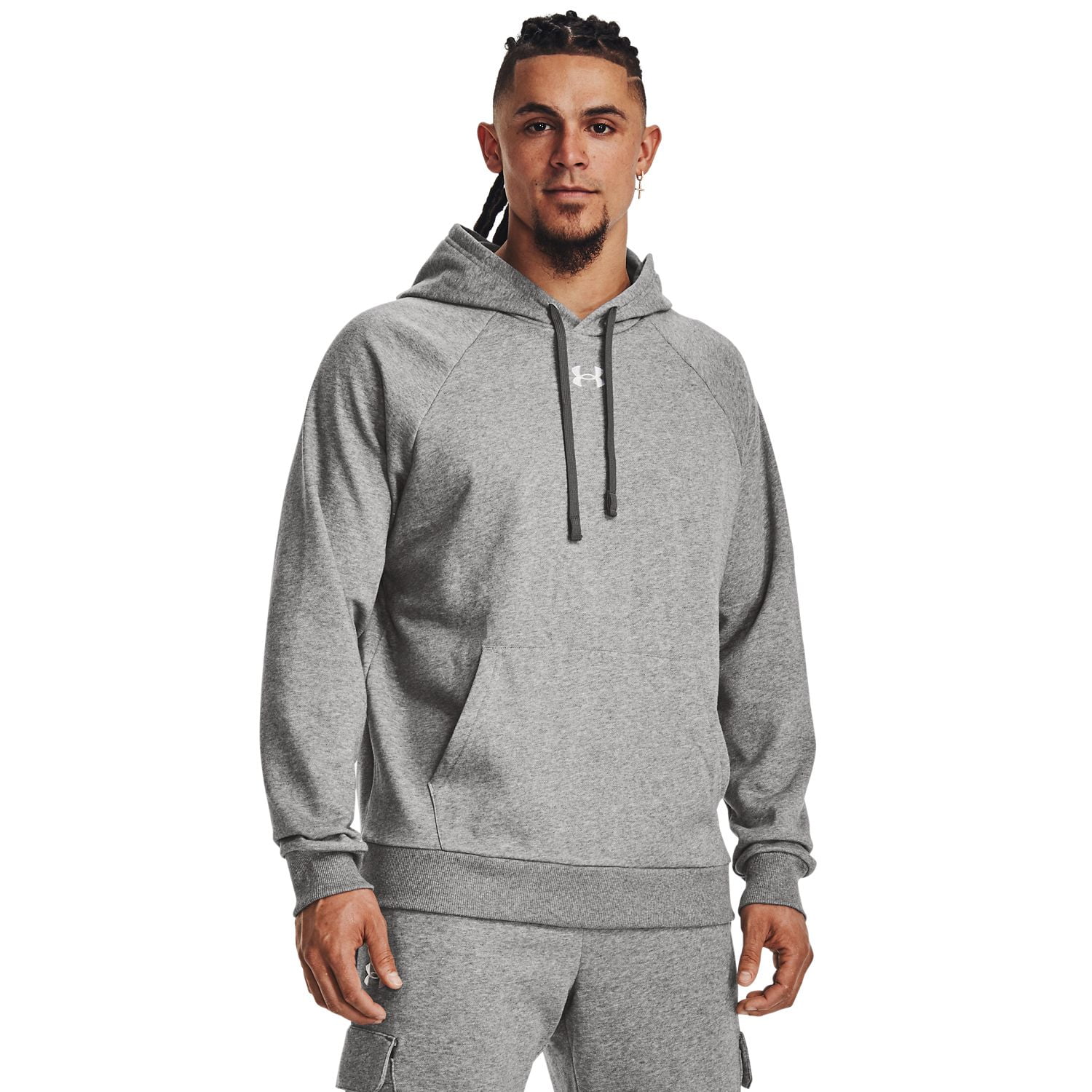 Men's Under Armour Solid Rival Fleece Hoodie Color: Castlerock Heather ...