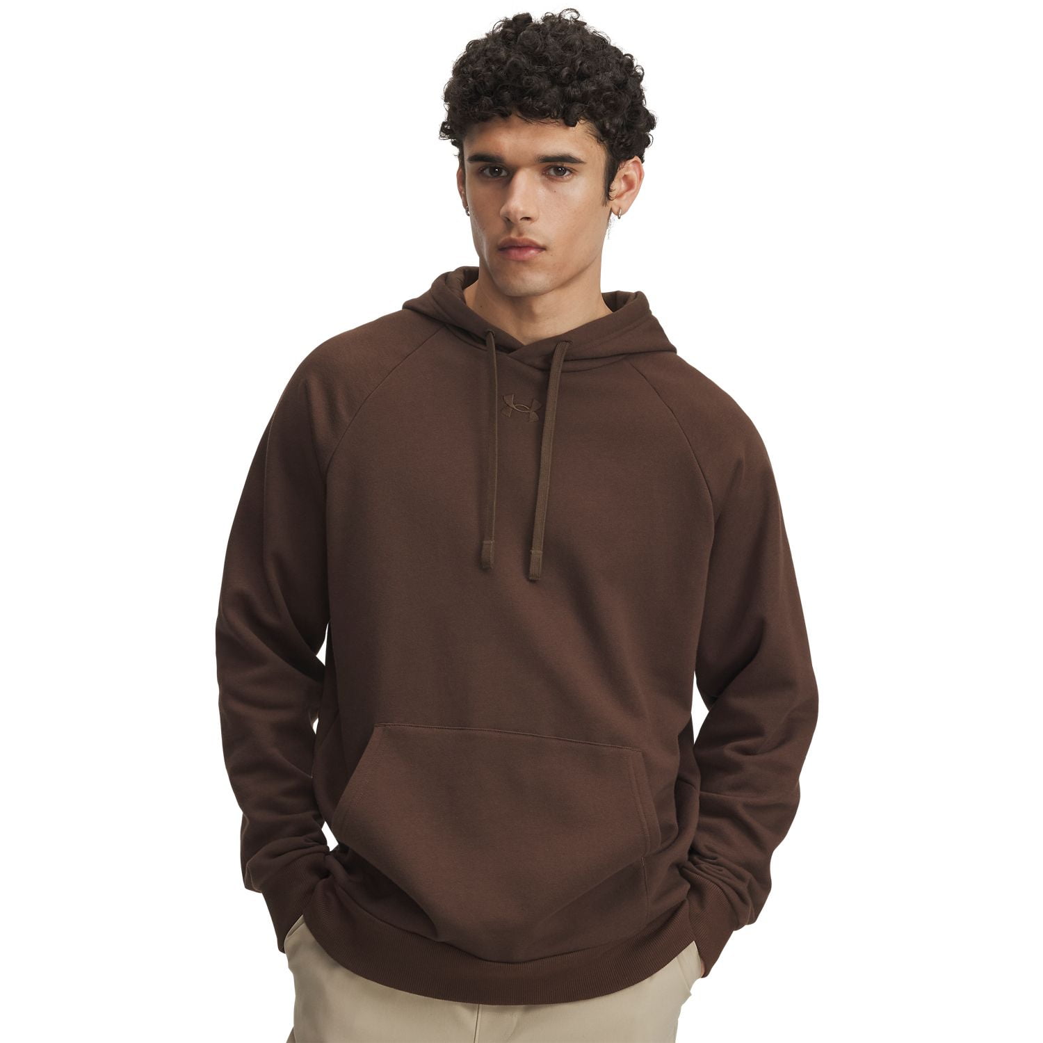 Men's Under Armour Solid Rival Fleece Hoodie Color: Gridiron Brown Size ...