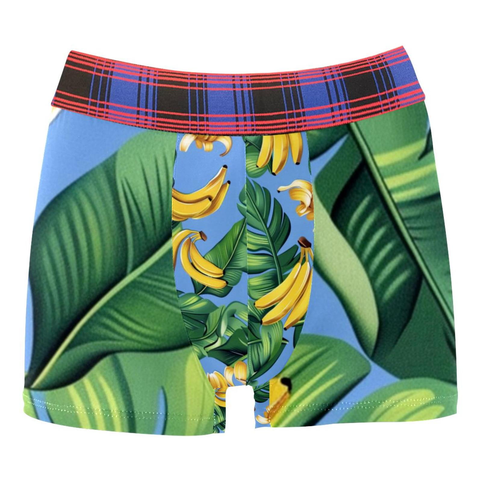Mens Underwear Boxer Briefs Modern Cartoon Tropical Plant Banana