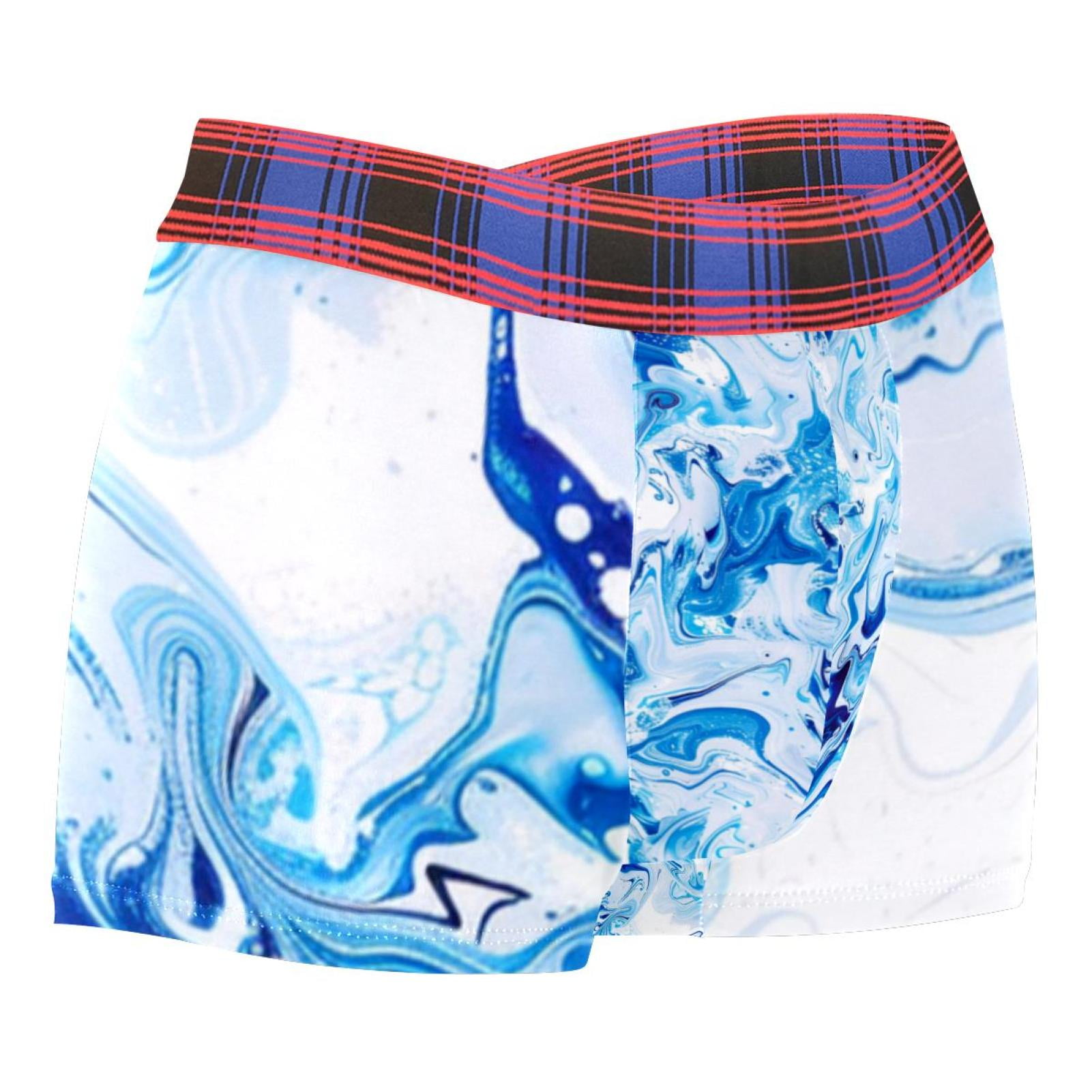 Men's Underwear, Boxer Briefs for Men, Marble Blue Art - Walmart.com