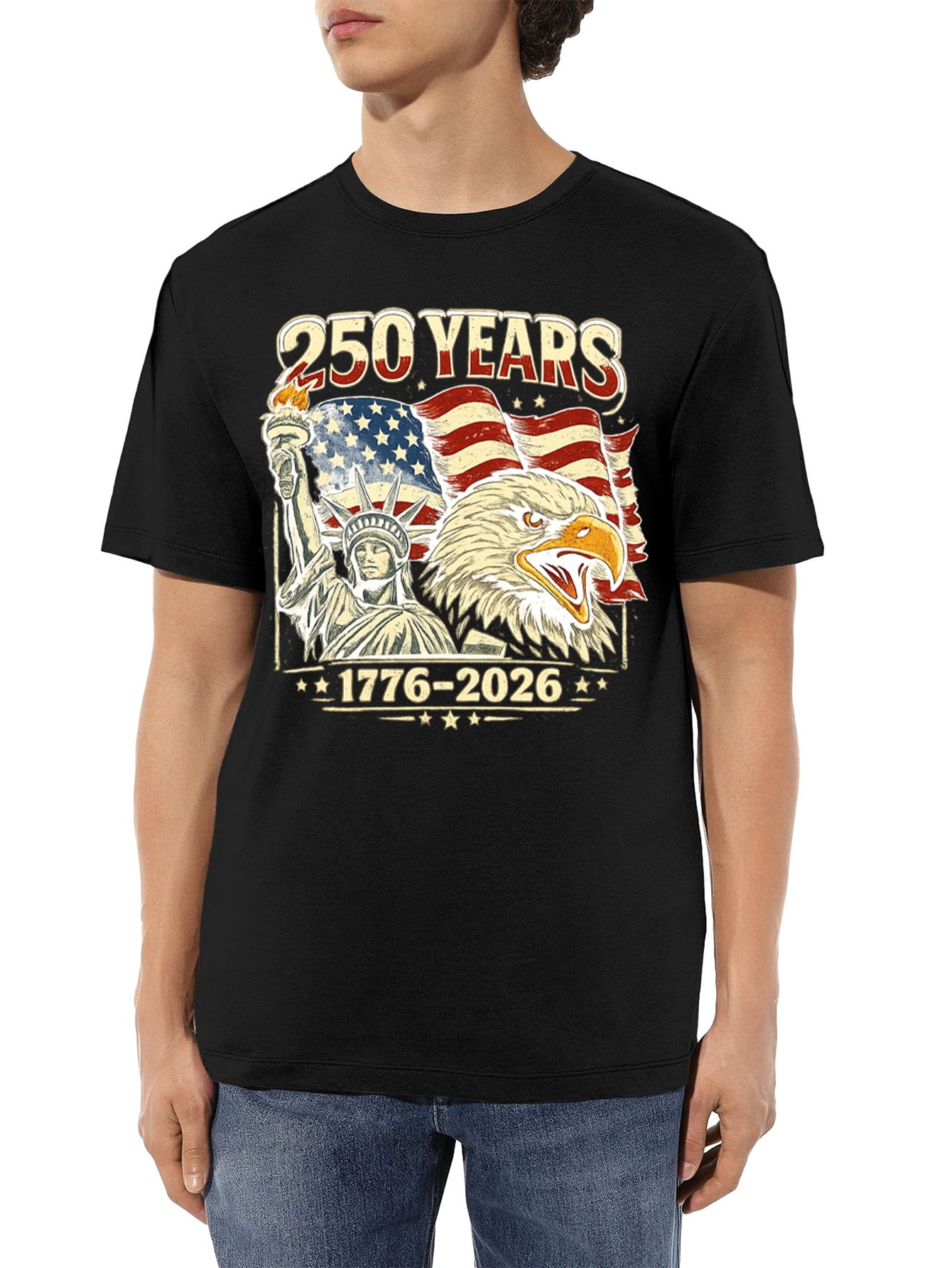 Men's United States 250th Anniversary Statue of Liberty and Bald Eagle ...