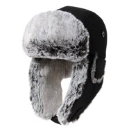 Winter Hat Men Women Pilot Aviator Bomber Trapper Hat Faux Fur Leather ...