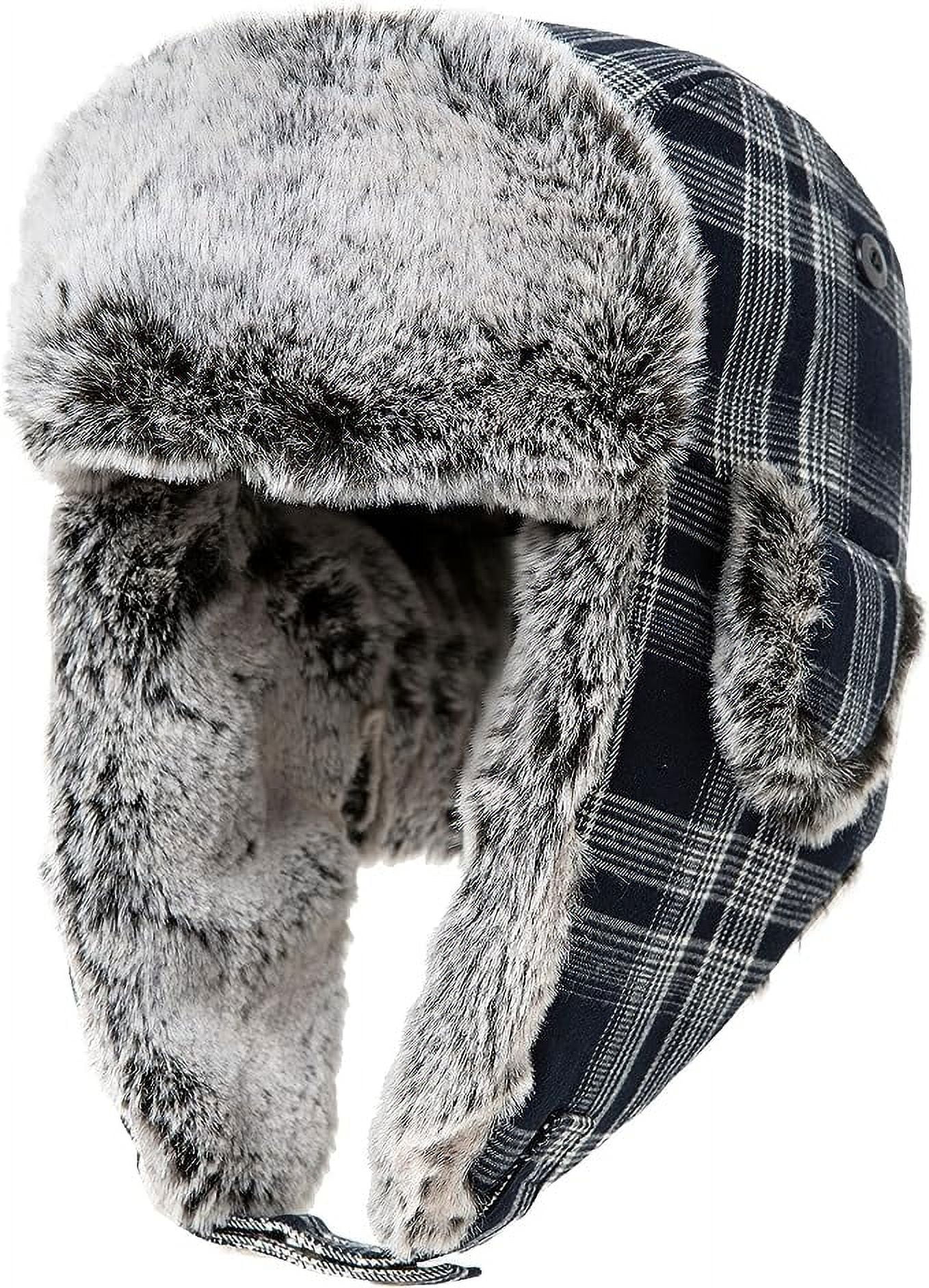 Men's Ushanka Trapper Hat: Warm Eskimo with Brim Winter Hunting Ear ...