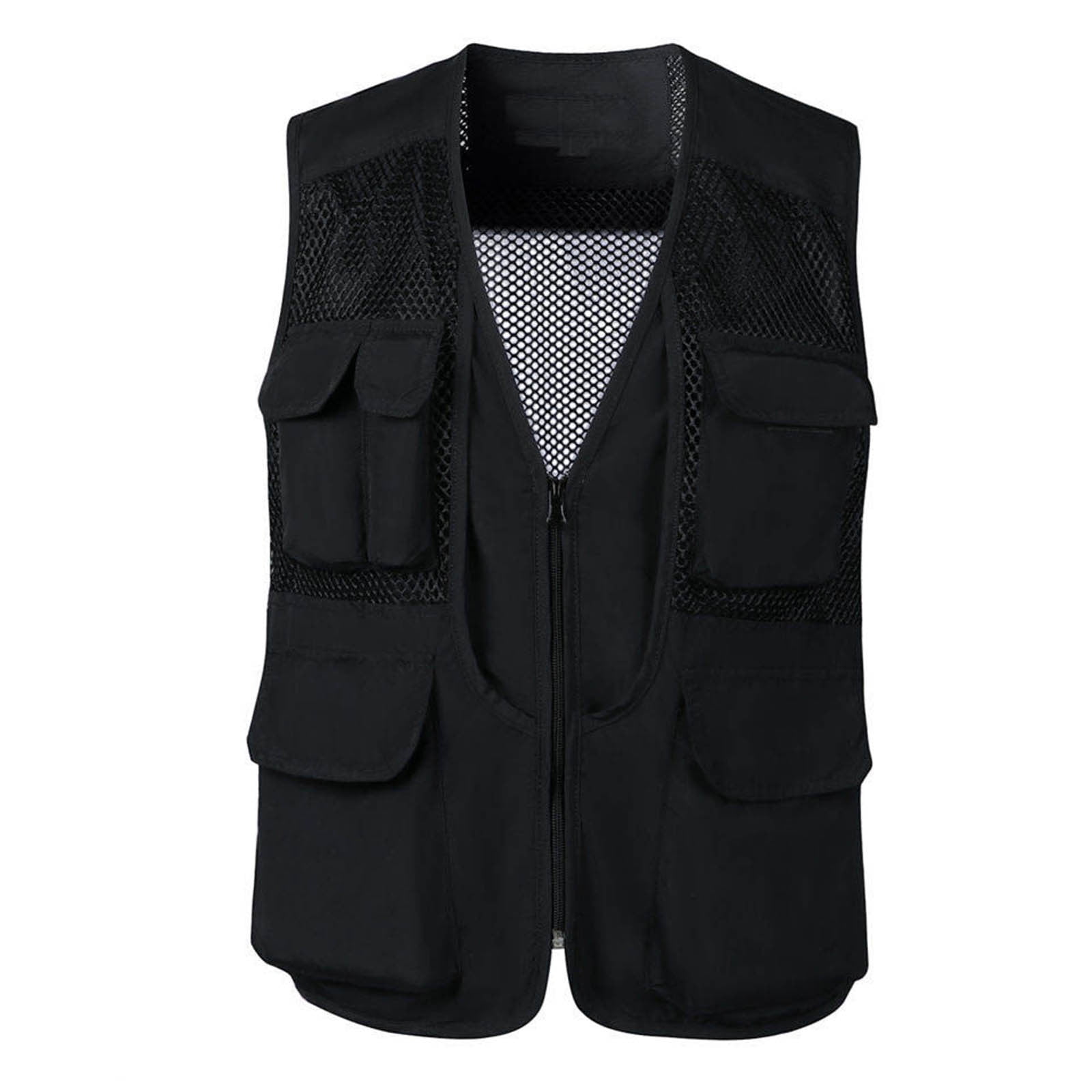 Men's Utility Cargo Vest with Multi Pockets Outdoors Work Jacket Photo ...