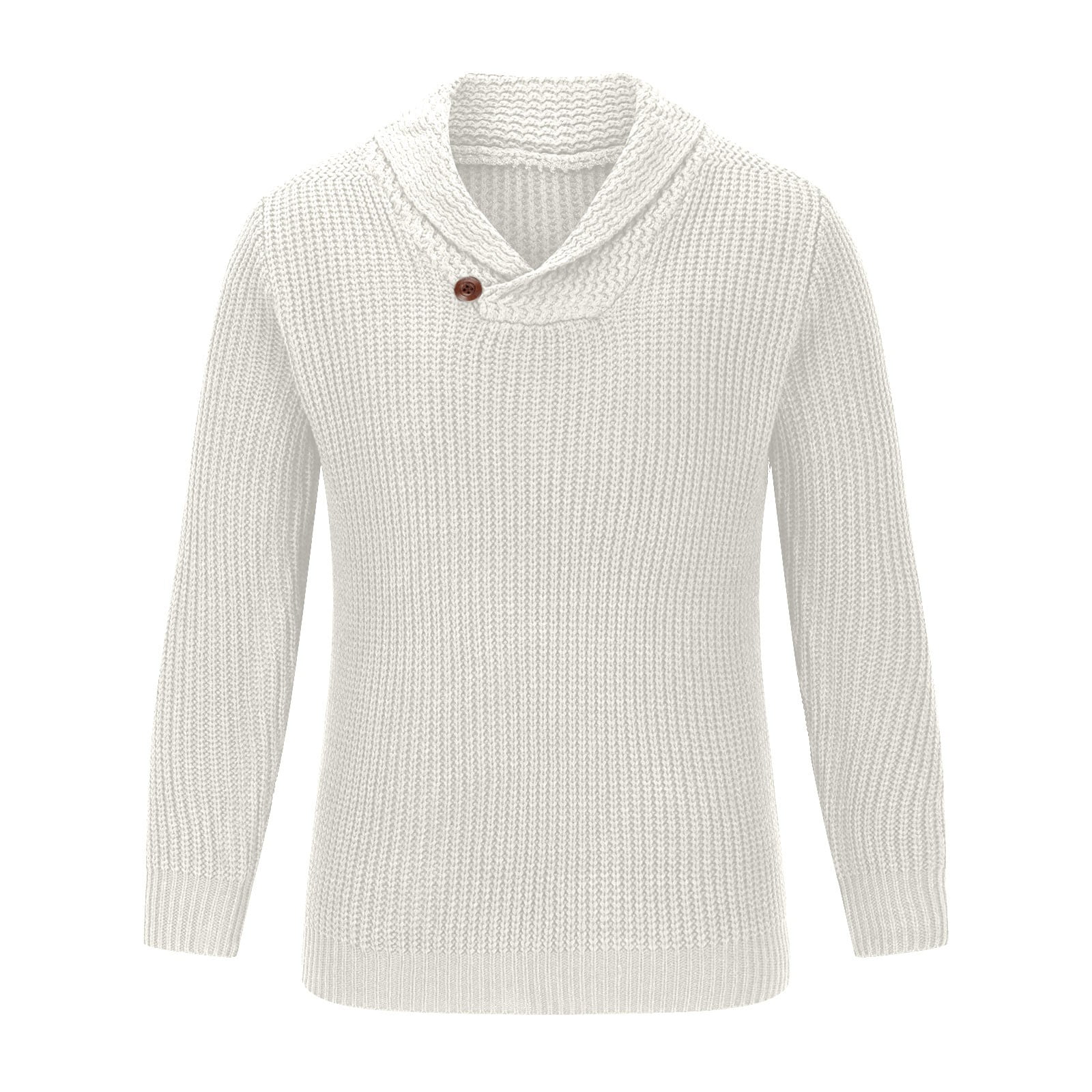 Men's V-Neck Button Sweater Oversized Shawl Collar Pullover Top Solid ...