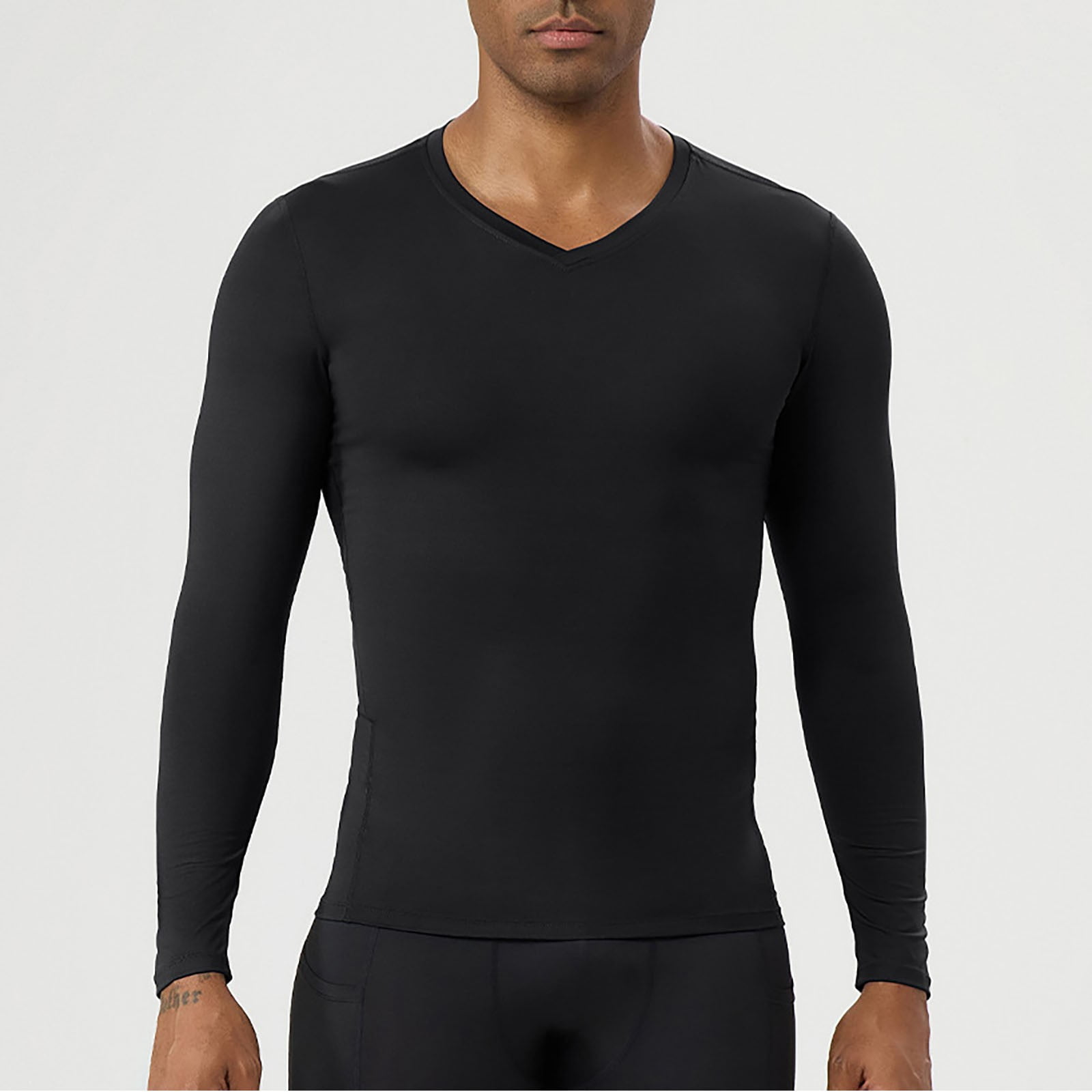 Men's V Neck Compression Shirt Long Sleeve, Athletic Workout Shirts ...