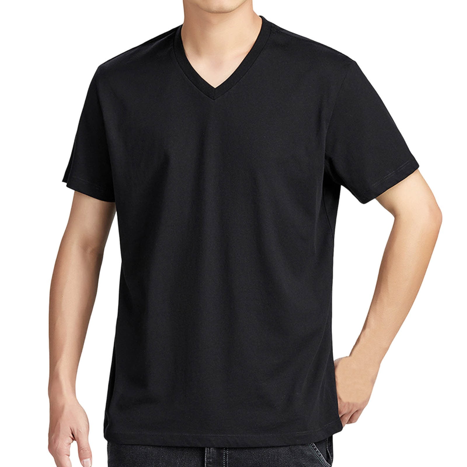Men's V-Neck T-Shirt - Cotton Soft Classic Fit Tee, Breathable Moisture ...
