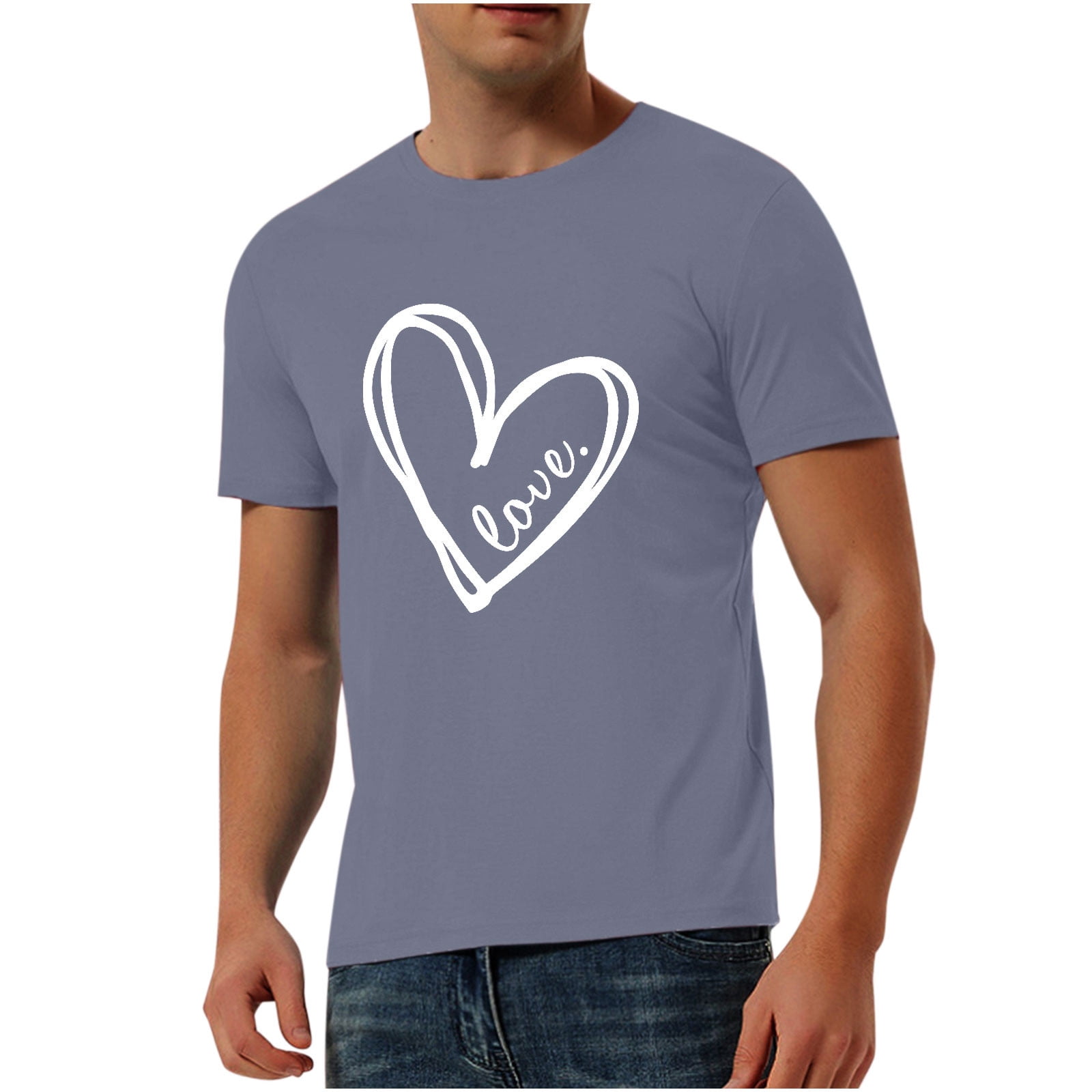 Men's Valentine's Day T-Shirt Graphic T Shirts for Men Love Heart Print ...