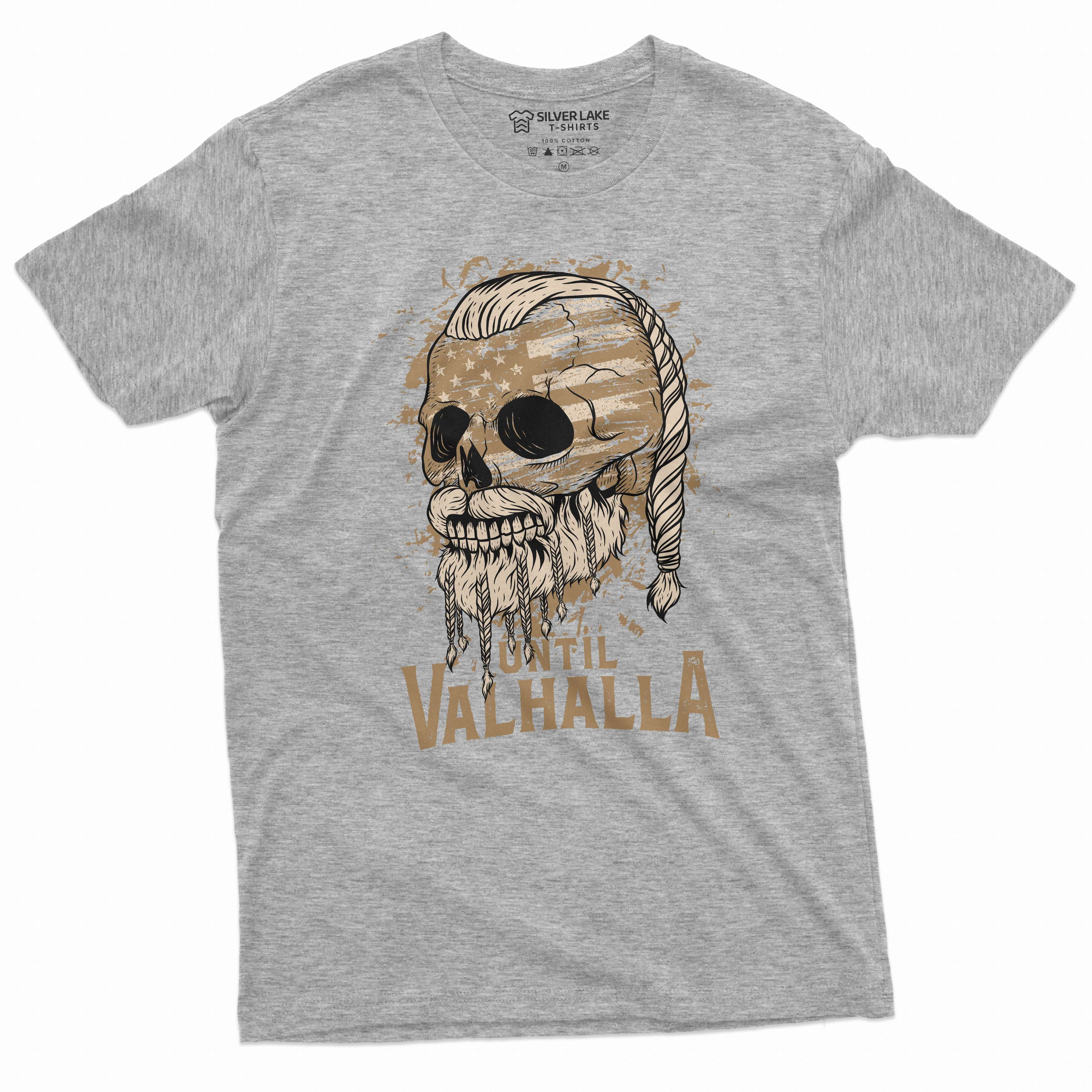 Men's Valhalla Warrior T-shirt until Valhalla skull USA flag patriotic ...
