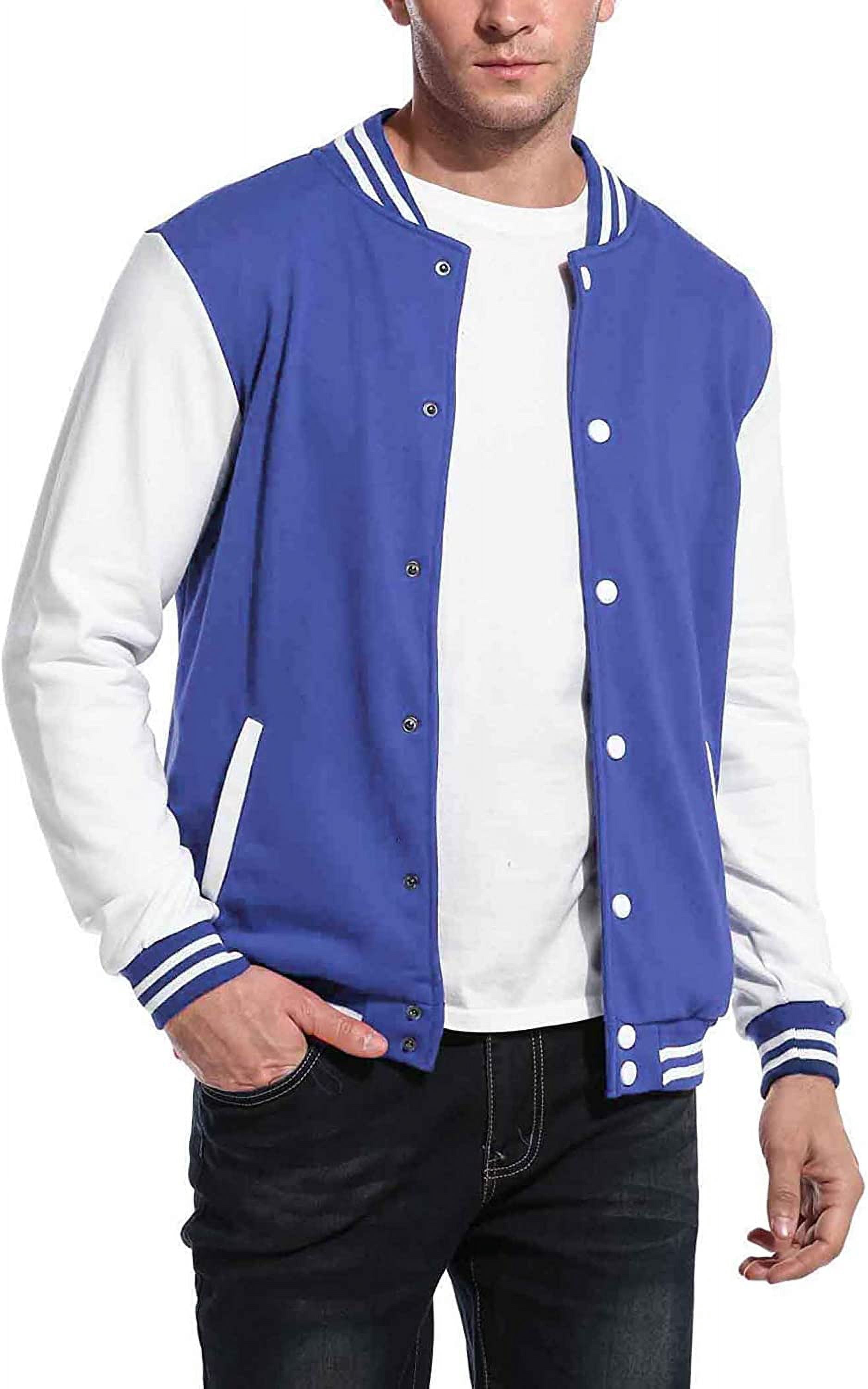 Men's Varsity Jacket Causal Slim Fit Cotton Baseball Bomber Jackets ...
