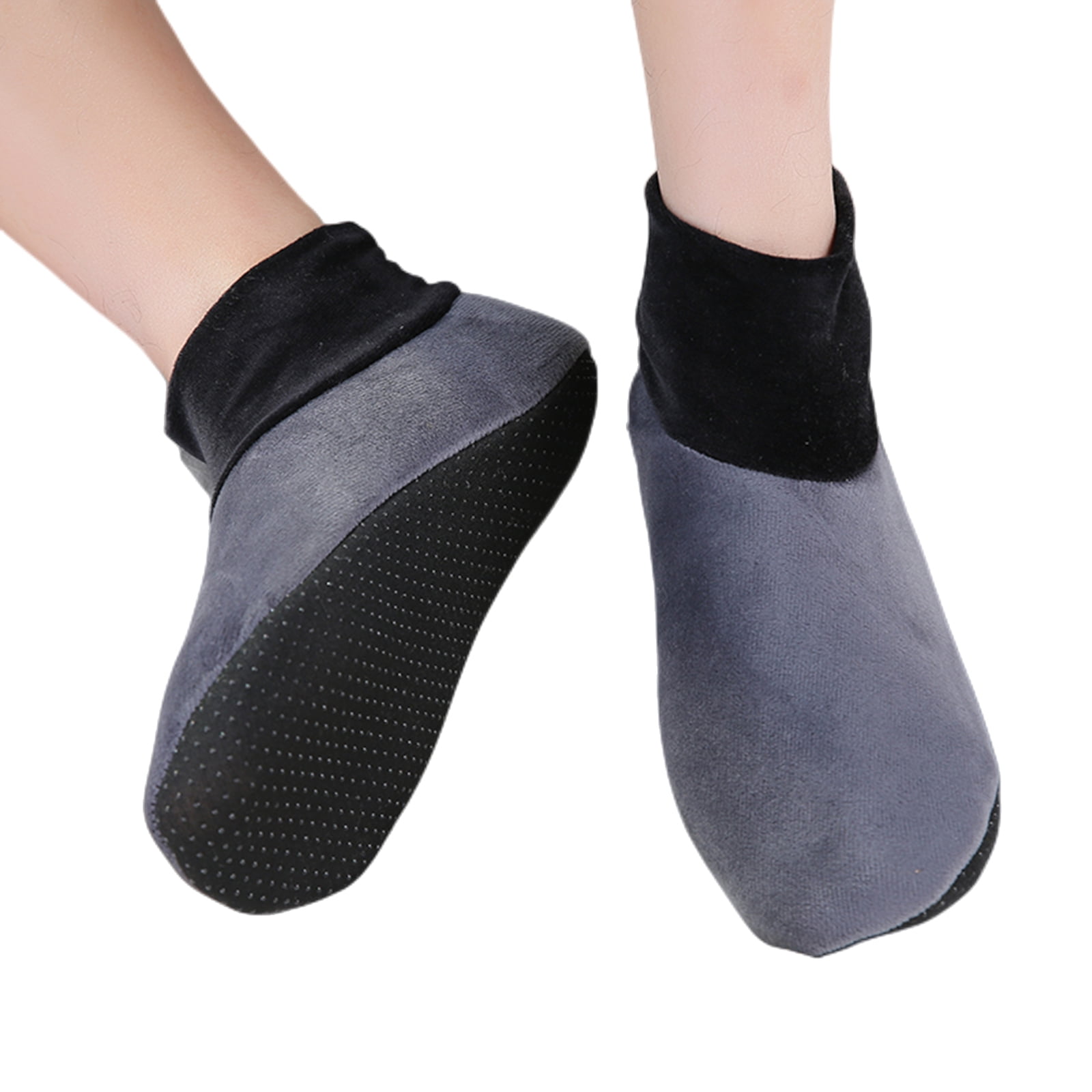 Men's Velvet Slipper Socks with Grips Non Slip Soft Cozy Fleece Lined ...