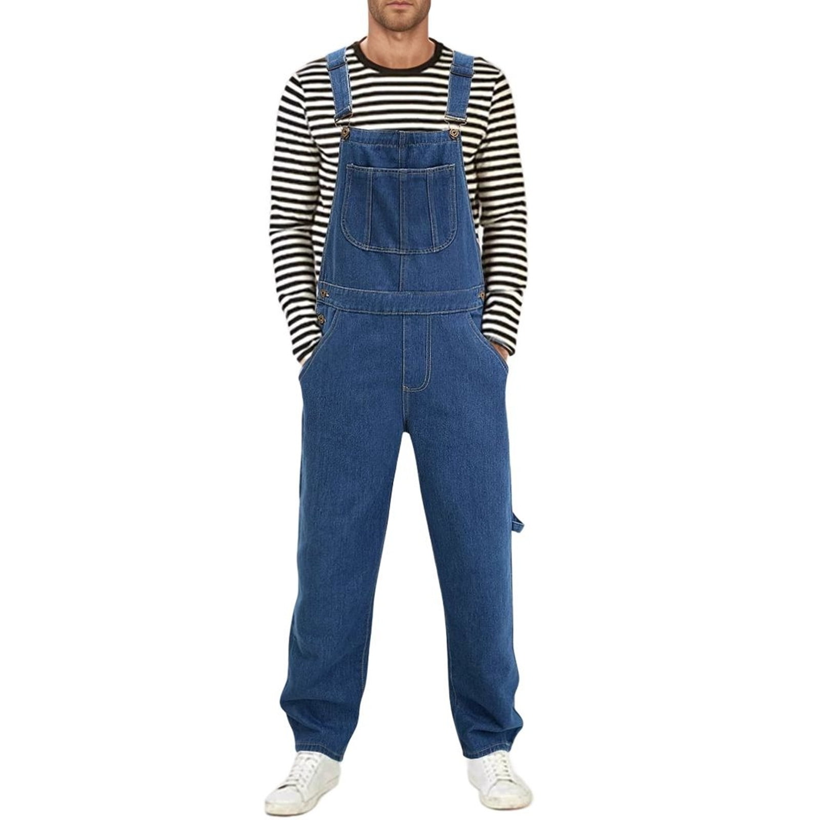 Men's Versatile Denim Overalls with Adjustable Suspenders, Fashion ...