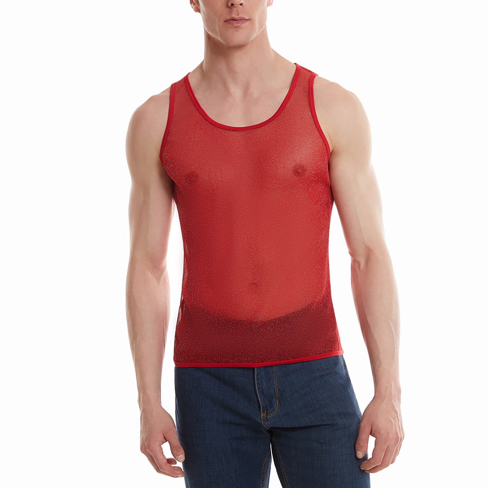Men's Vest American Crop Tops Hop Weighty Shiny Transparent Tops for ...
