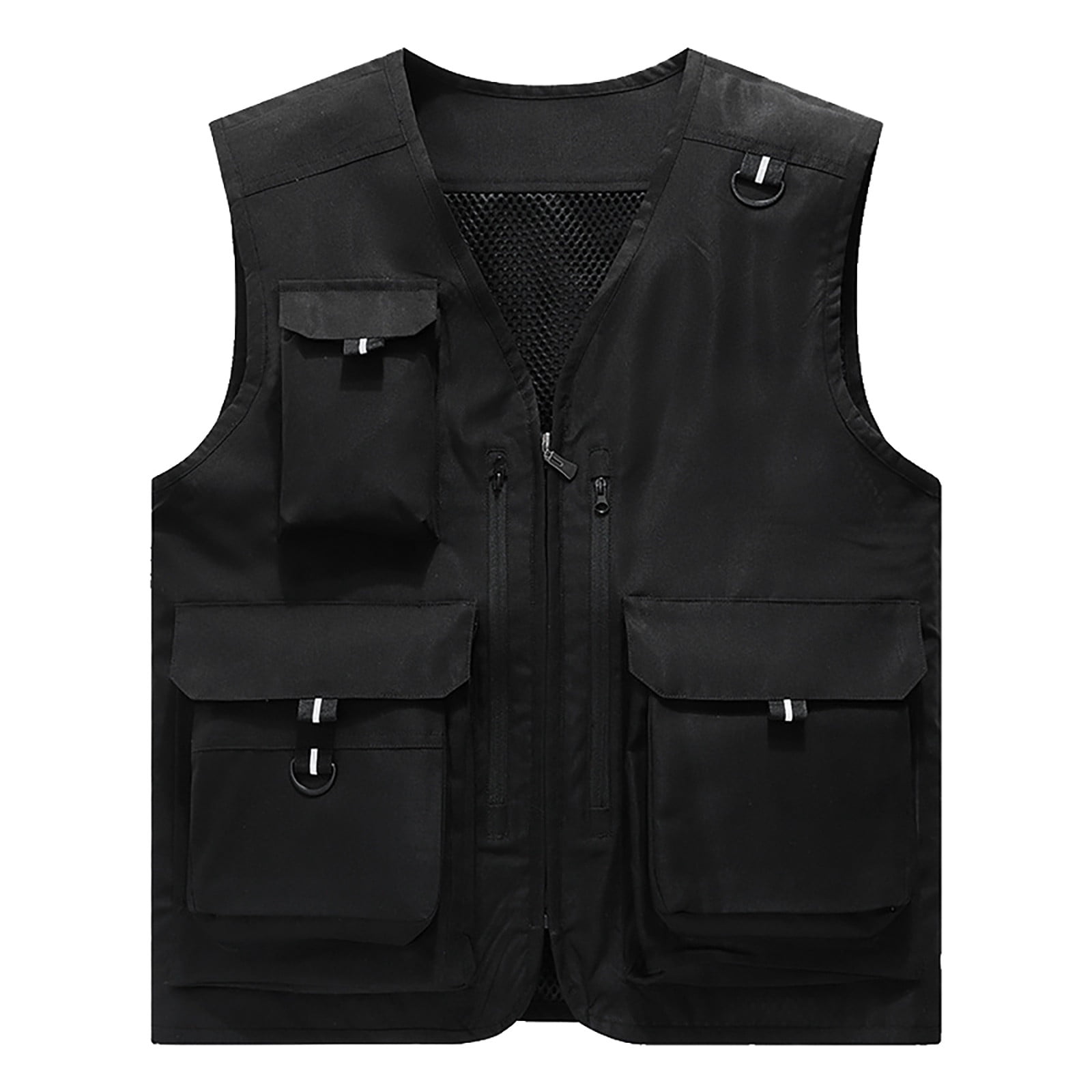 Men's Vest Casual Solid Vest Coat St Multi Pocket Sleeveless Zipper Fly ...