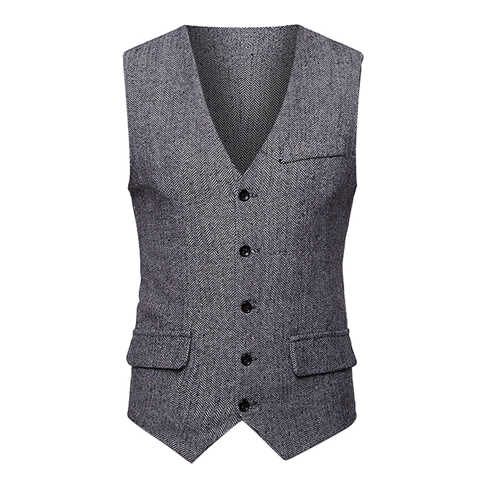 Men's Vest Suit Vest V Neck Silm Fit Solid Formal Suit Waist Coat ...
