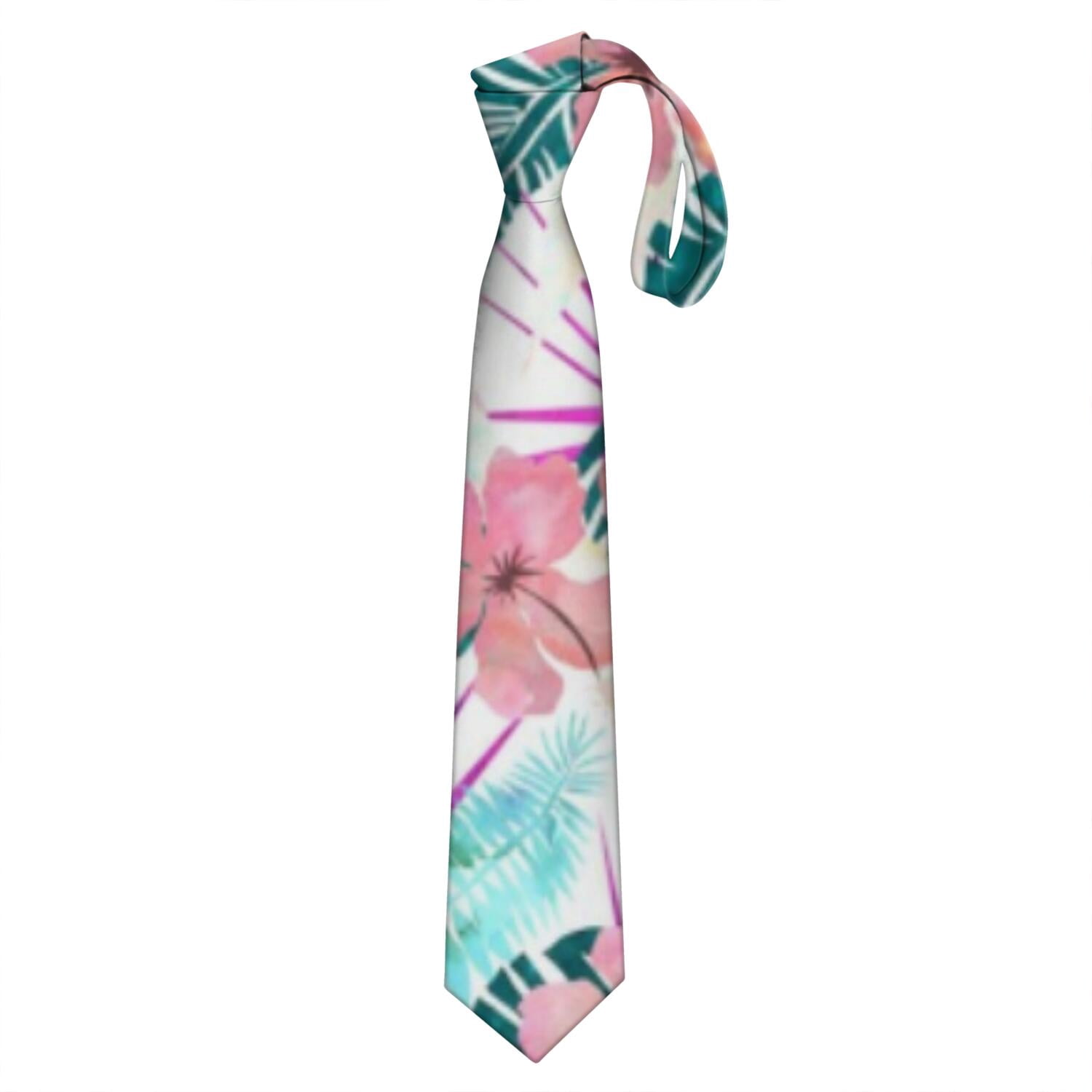 Men's Vibrant Colorful Boho Tie - Exotic Floral Satin Necktie for ...