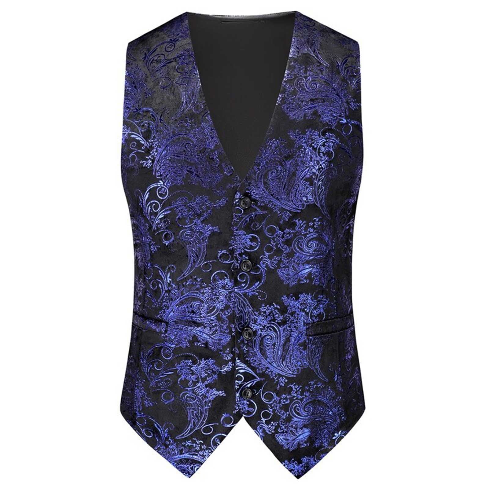 Men’s Victorian Gothic Steampunk Vest Paisley Formal Waistcoat Large ...