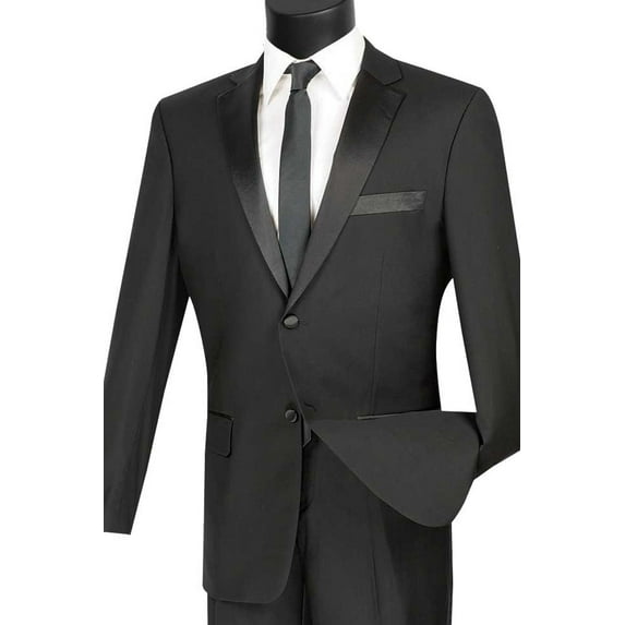 Men's Vinci Suits Black Slim Fit Notch Tuxedo Size 42 Regular - Walmart.com