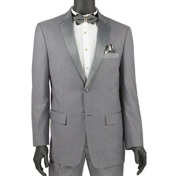 Men's Vinci Suits Grey Slim Fit Notch Tuxedo Size 44 Regular - Walmart.com