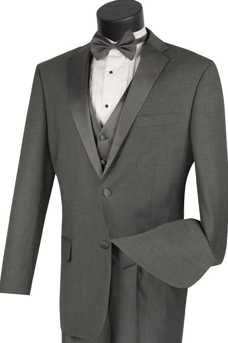 Men's Vinci Suits Grey Vested Tuxedo Size 36 Regular - Walmart.com