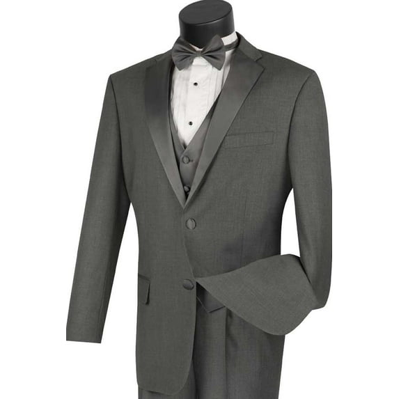 Men's Vinci Suits Grey Vested Tuxedo Size 36 Regular - Walmart.com
