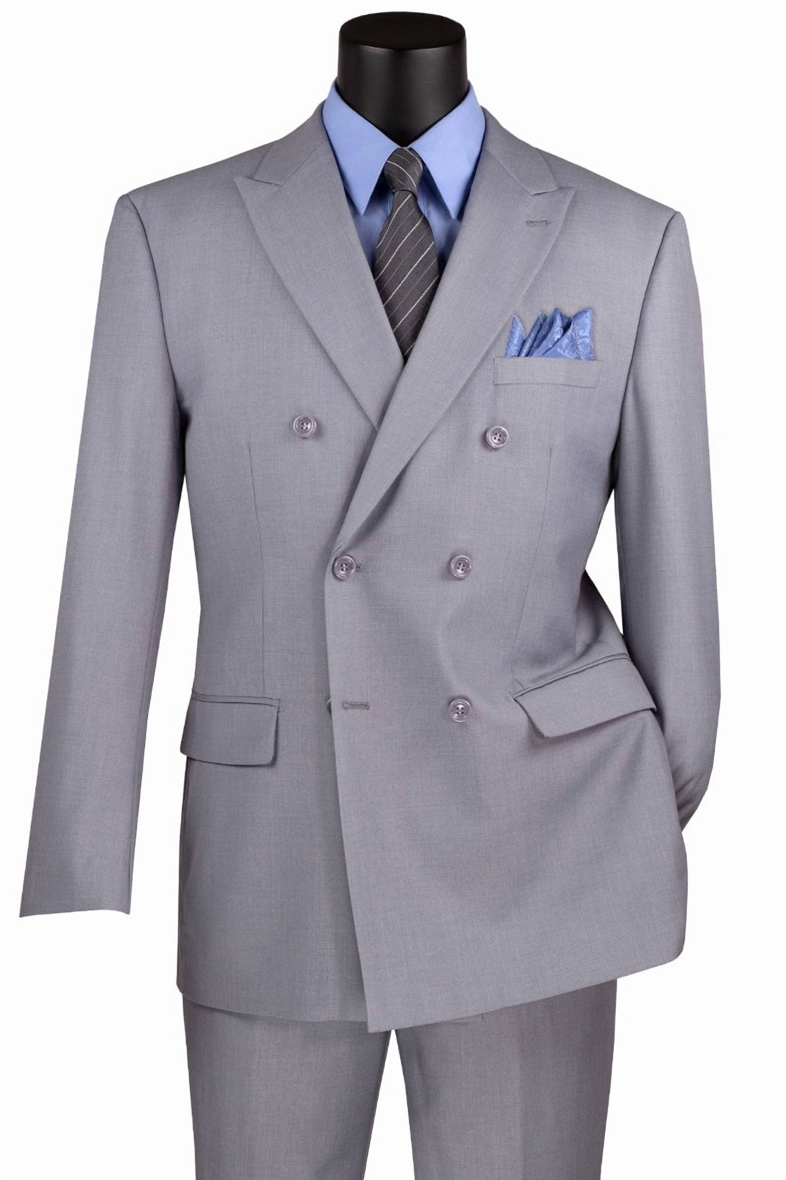 Men's Vinci Suits Light Grey Double Breasted Suit Size 40 Regular ...