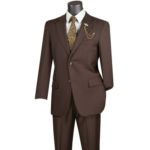 Men's Vinci Suits Modern Fit 2 Button Suit Brown Size 46 Regular ...