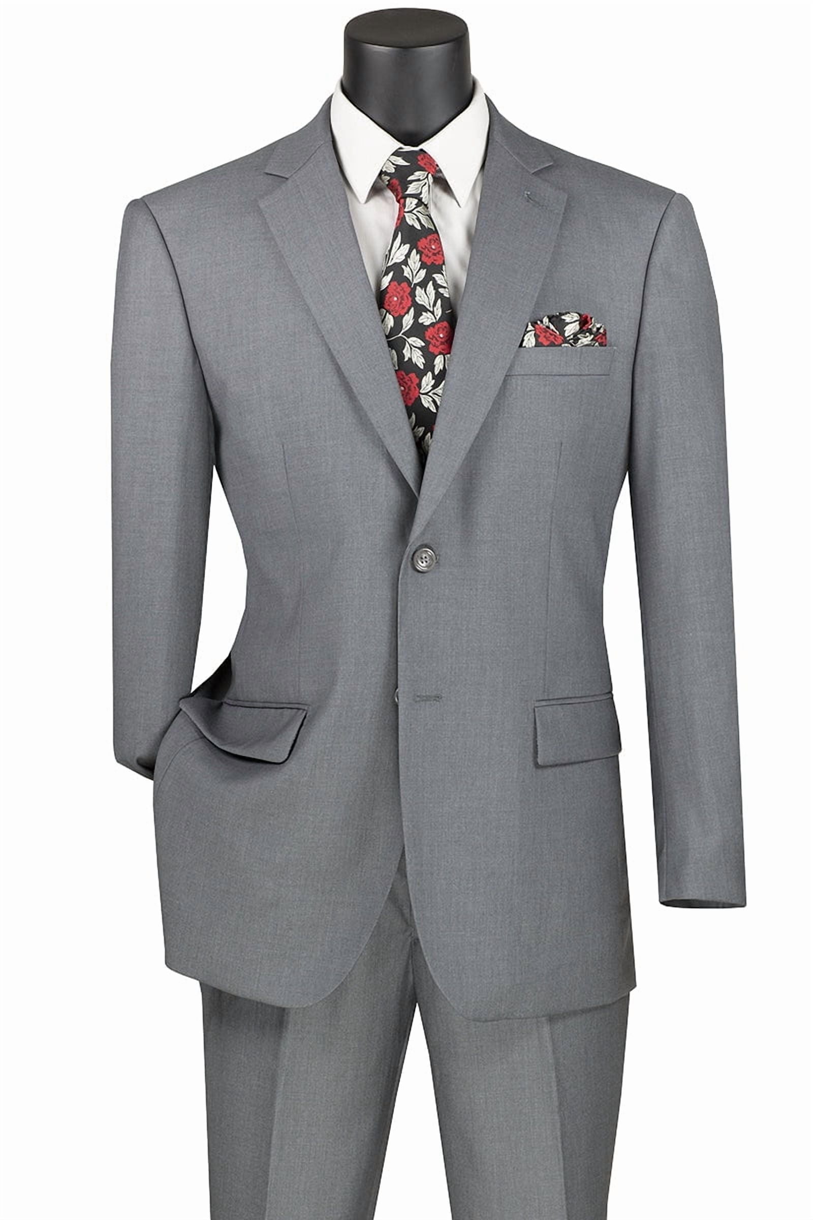 Men's Vinci Suits Modern Fit Grey Suit Size 48 Long - Walmart.com