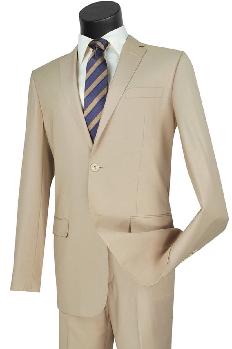 Men's Vinci Suits Modern Tan Suit Slim Fit Size 52 Long - Walmart.com