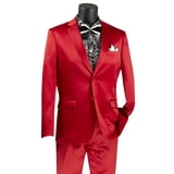 Men's Vinci Suits Red Satin Sharkskin Suit Prom 2026 & Weddings Size 44 ...