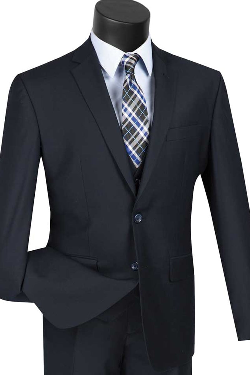 Men's Vinci Suits Slim Navy Blue Suit Size 40 Long - Walmart.com