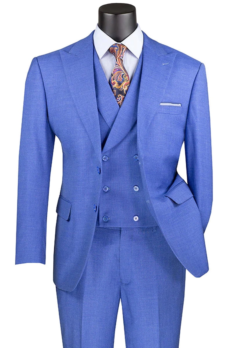 Men's Vinci Suits Summer Sharkskin Suit French Blue From Size 52 ...