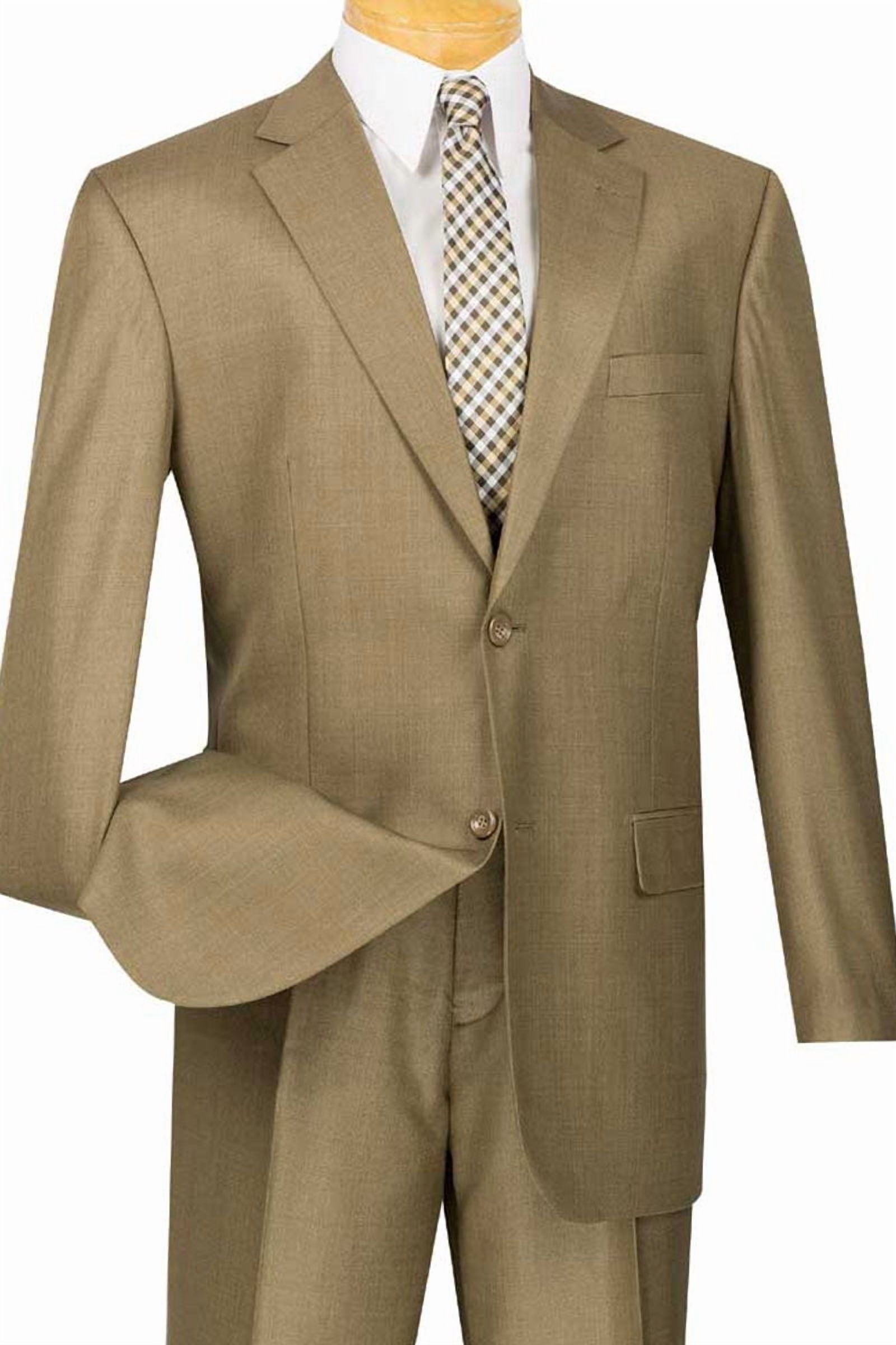 Men's Vinci Suits Taupe Sharkskin Suit Weave Pattern Size 42 Long ...