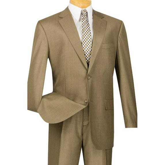 Men's Vinci Suits Taupe Sharkskin Suit Weave Pattern Size 42 Long ...