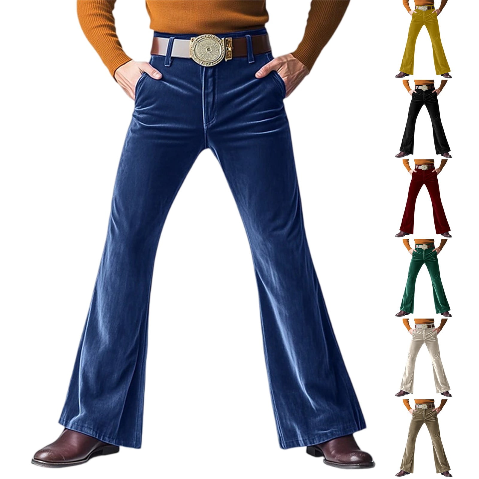 Men's Vintage 60s 70s Bell Bottom Pants, Classic Comfort Flared Jeans ...