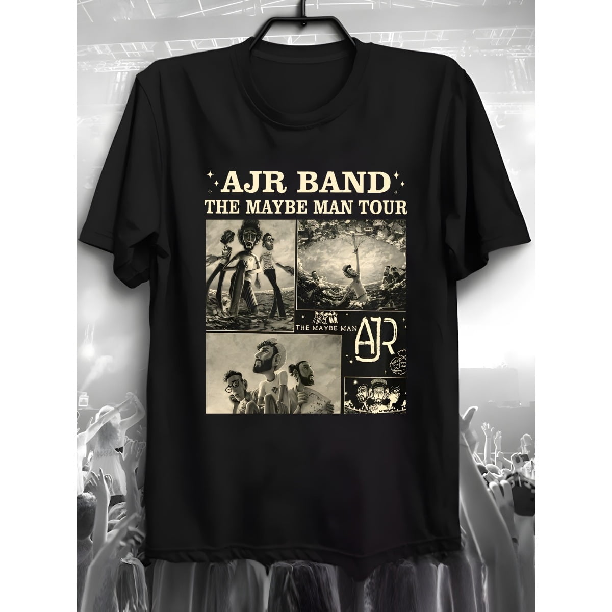Men's Vintage AJR Band Tour Merch T-Shirt - Regular Fit, Black Cotton ...